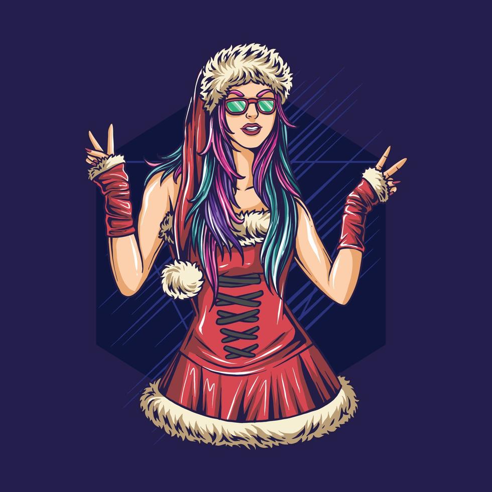 Beautiful Santa Claus Girl Dancing Disco 15082853 Vector Art at Vecteezy