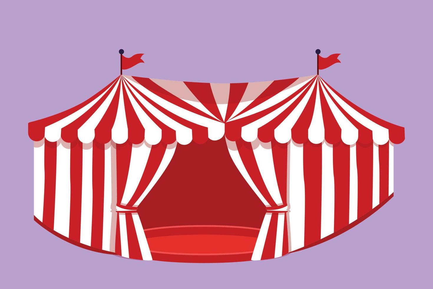 Dibujo De Estilo Plano De Dibujos Animados De Dos Carpas De Circo Junto Con Rayas Y Banderas En