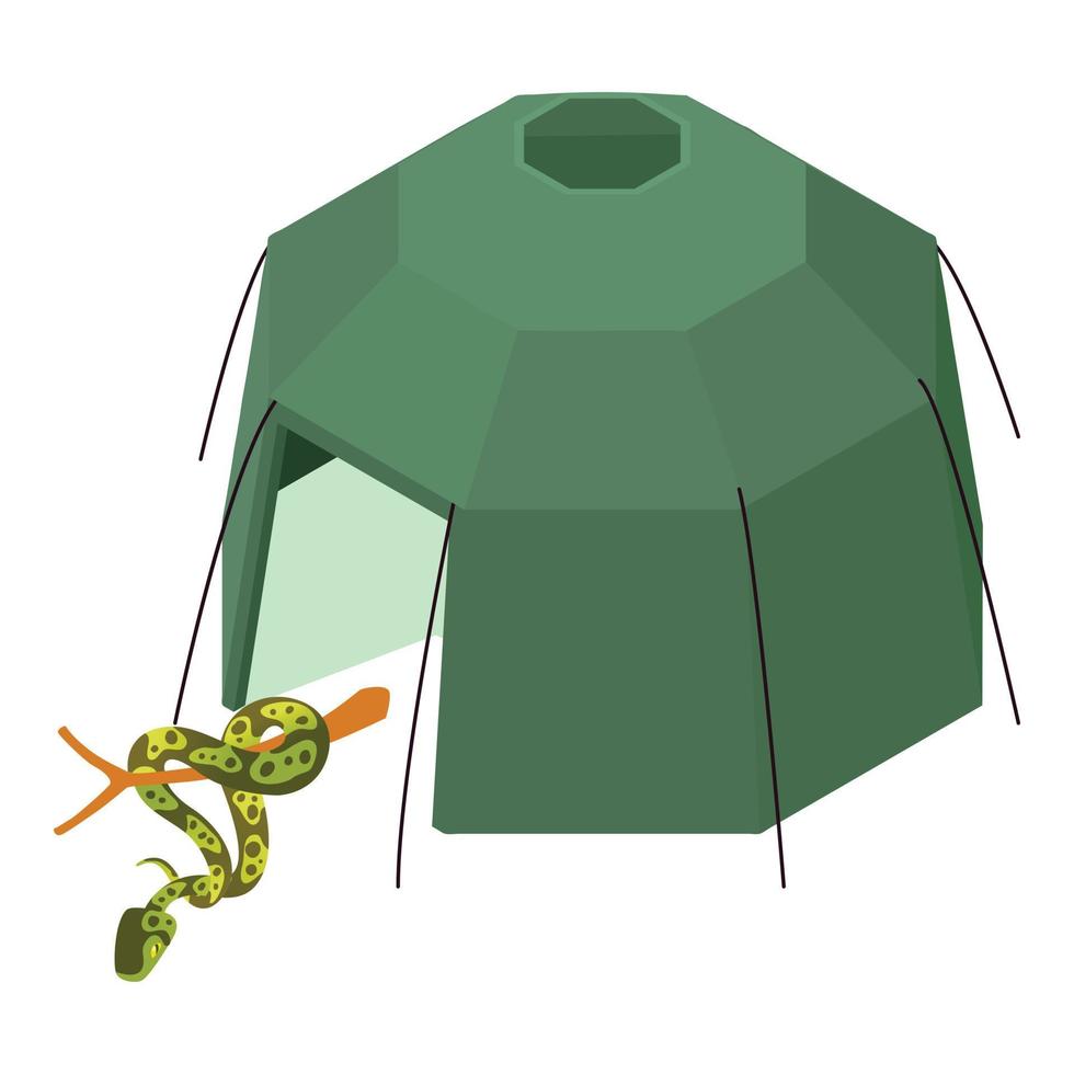 Green Python Icon Isometric Vector Tree Python Near Green Military Camping Tent 15089643 Vector