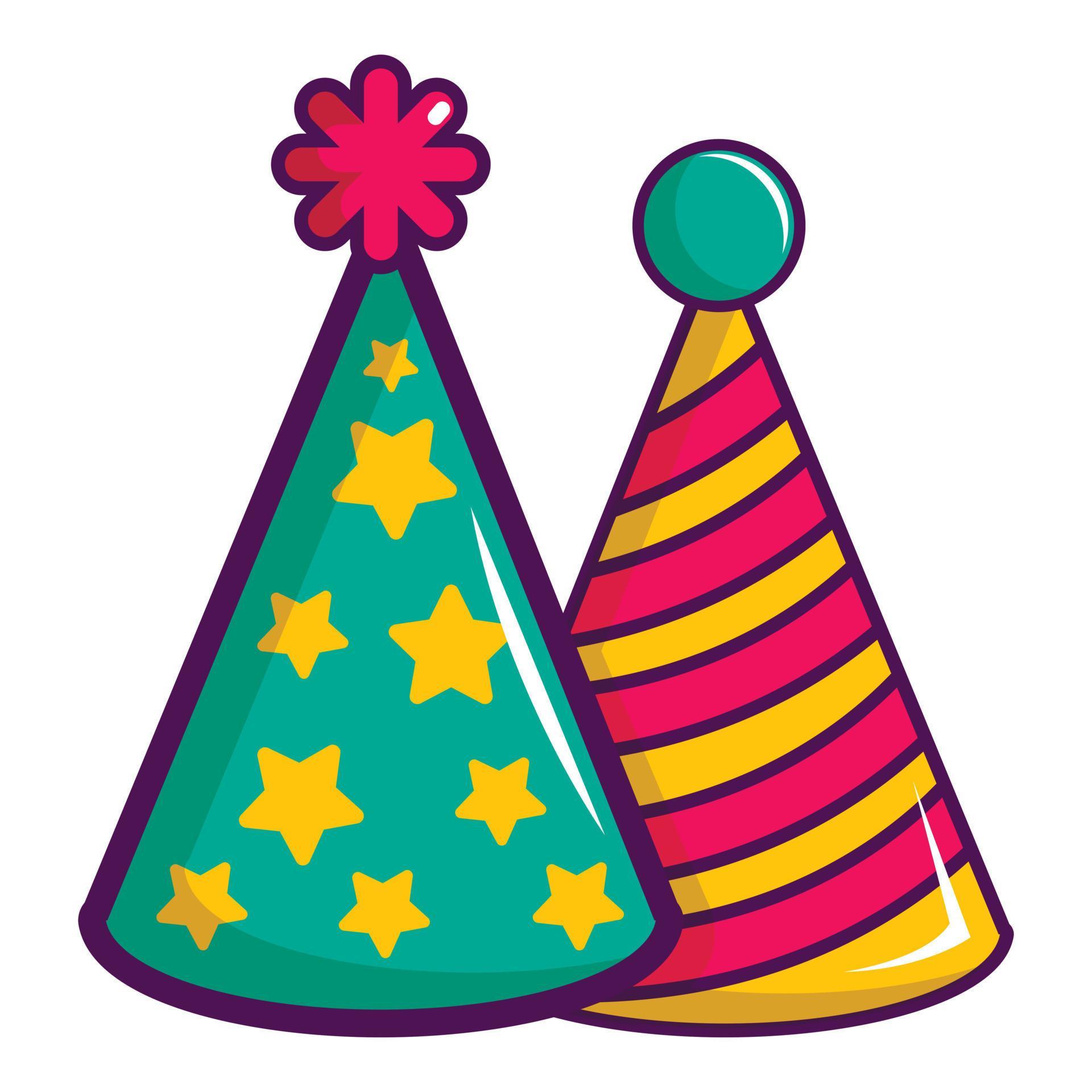 Two colorful party hats icon, cartoon style 15089920 Vector Art at Vecteezy