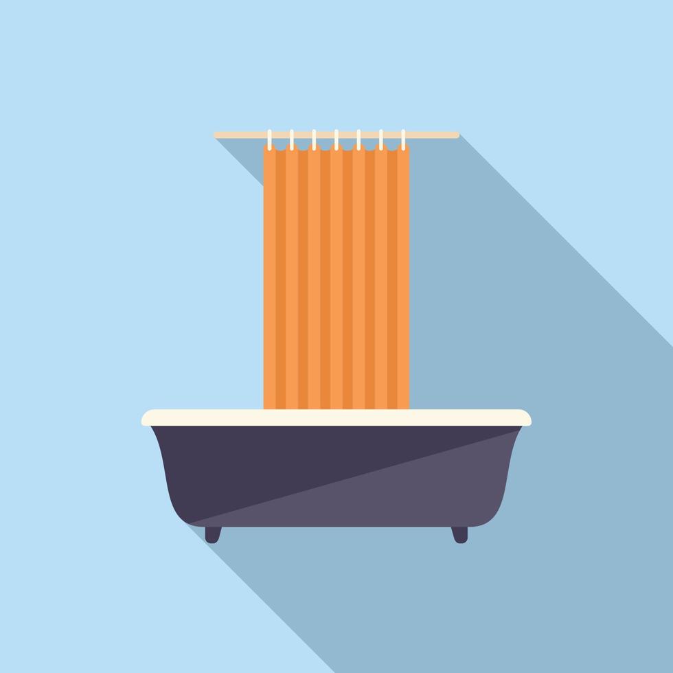 Tub Shower Curtain Icon Flat Vector Clean Bathroom 15093174 Vector Art