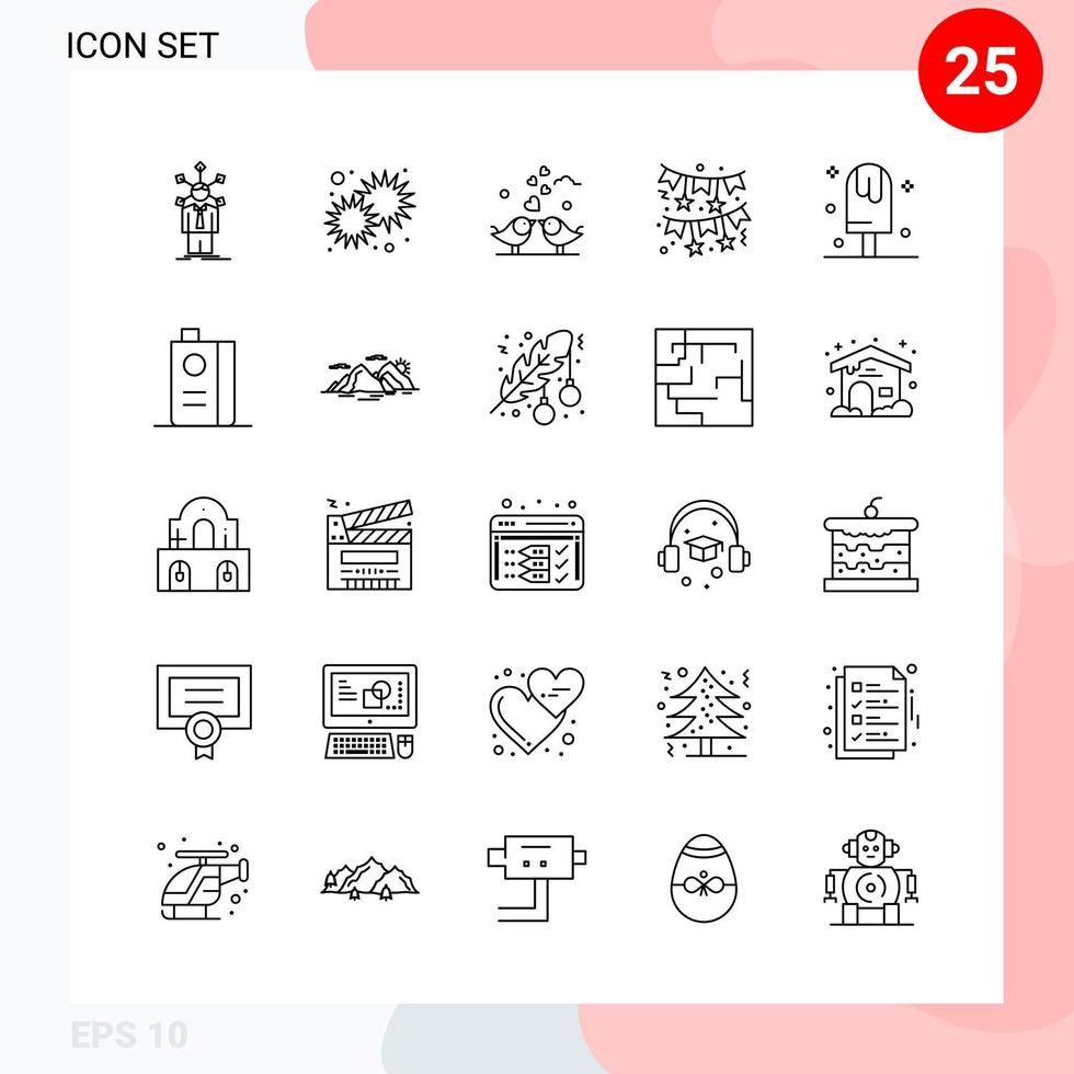 Vector Pack of 25 Icons in Line Style. Creative Outline Pack isolated ...