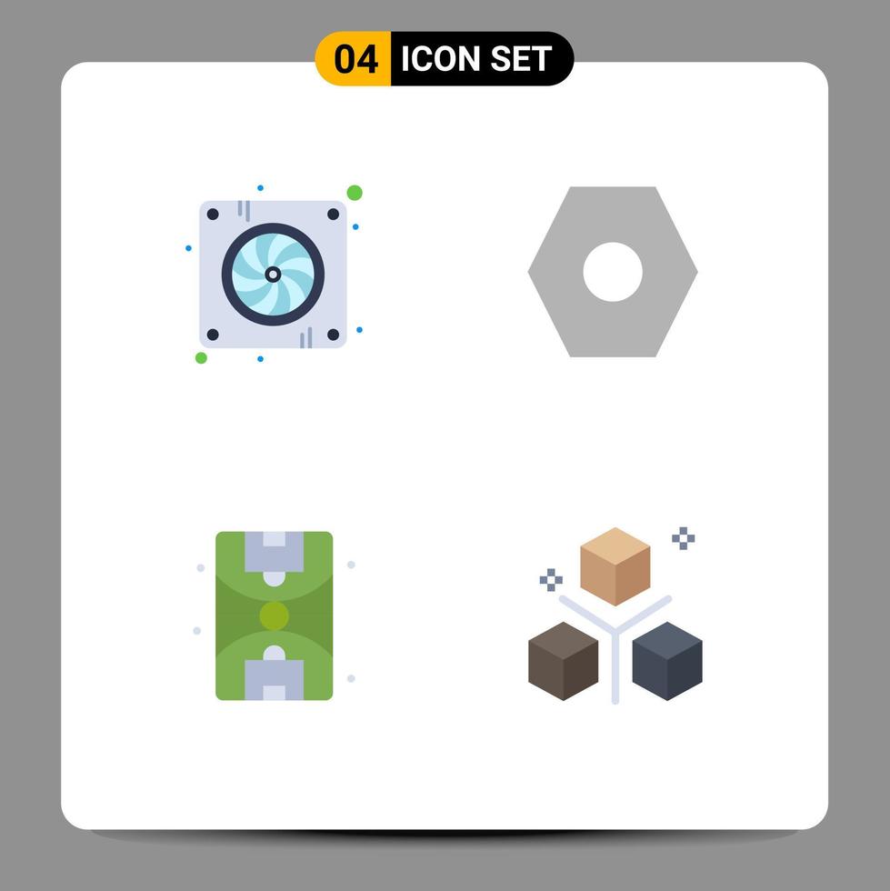 Editable Vector Line Pack of 4 Simple Flat Icons of computer ground ...