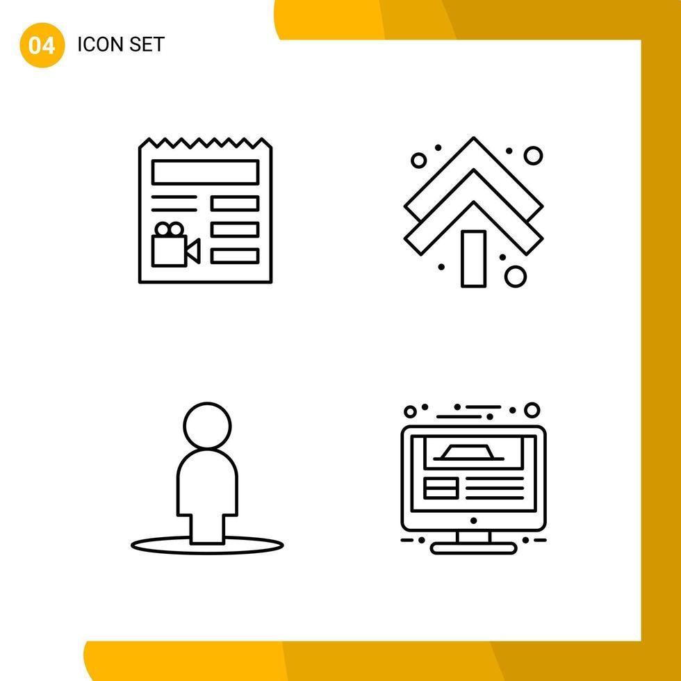 4 Icon Set. Line Style Icon Pack. Outline Symbols isolated on White ...