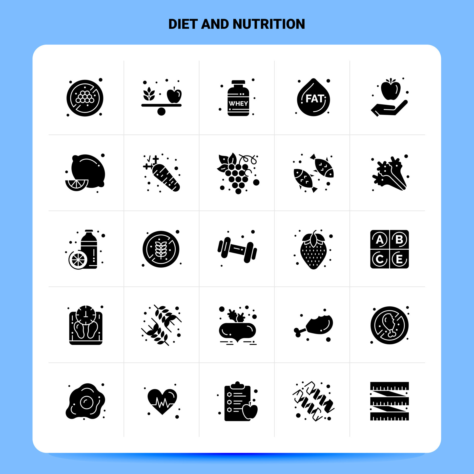 Solid 25 Diet And Nutrition Icon Set Vector Glyph Style Design Black Icons Set Web And Mobile