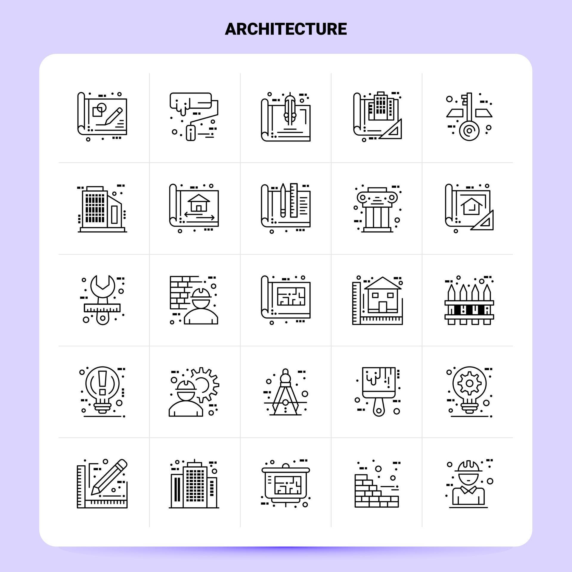 OutLine 25 Architecture Icon set Vector Line Style Design Black Icons ...
