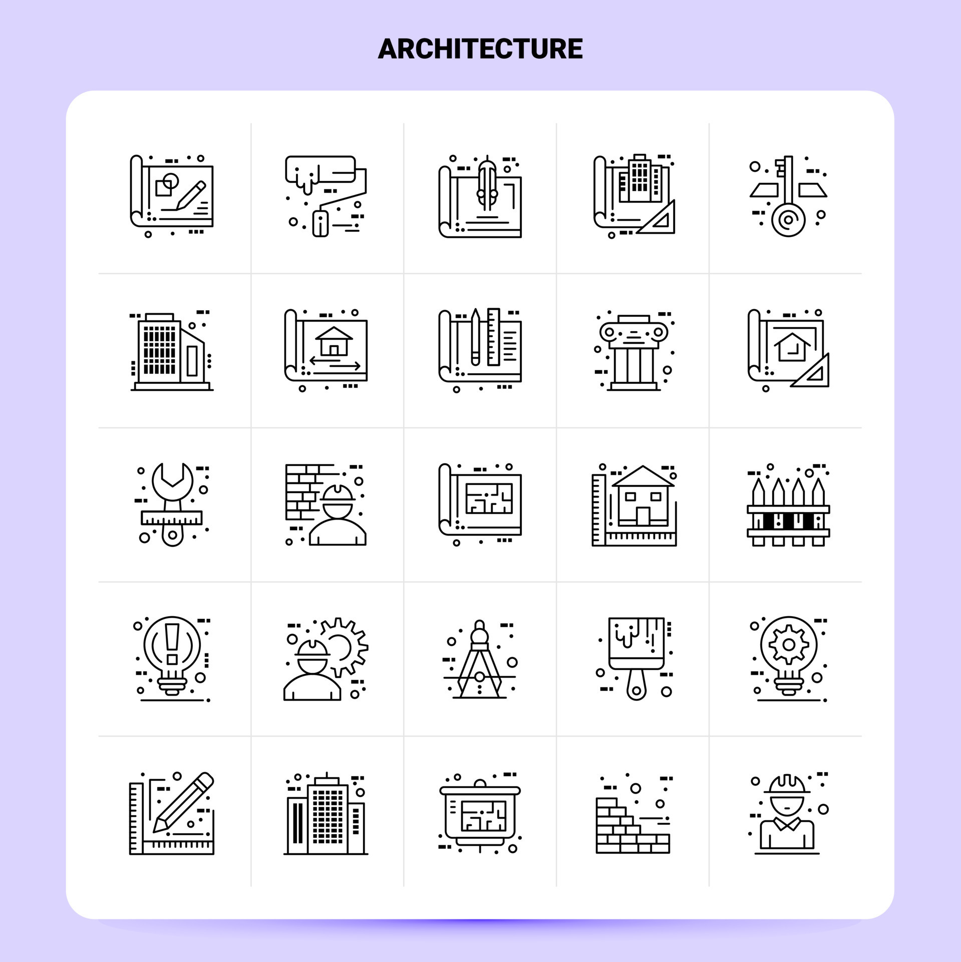 Outline 25 Architecture Icon Set Vector Line Style Design Black Icons Set Linear Pictogram Pack