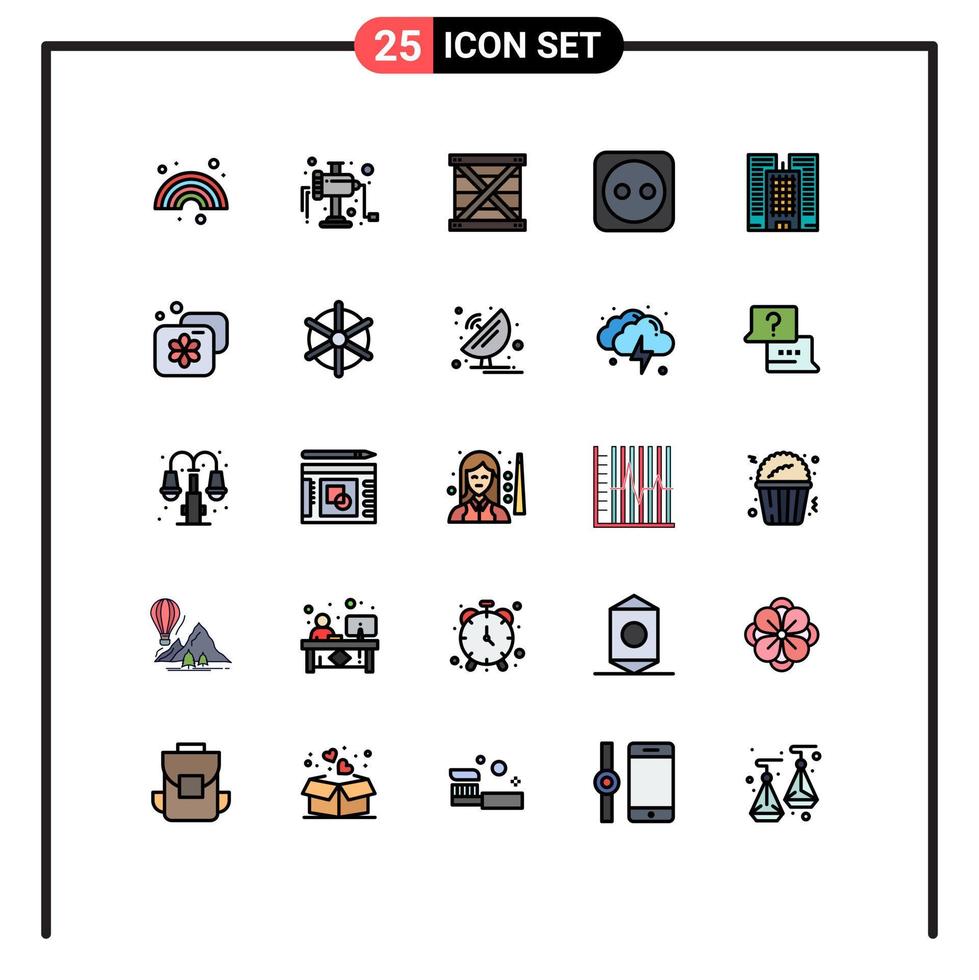 Stock Vector Icon Pack Of 25 Line Signs And Symbols For Office Building Coding Tools Electricity