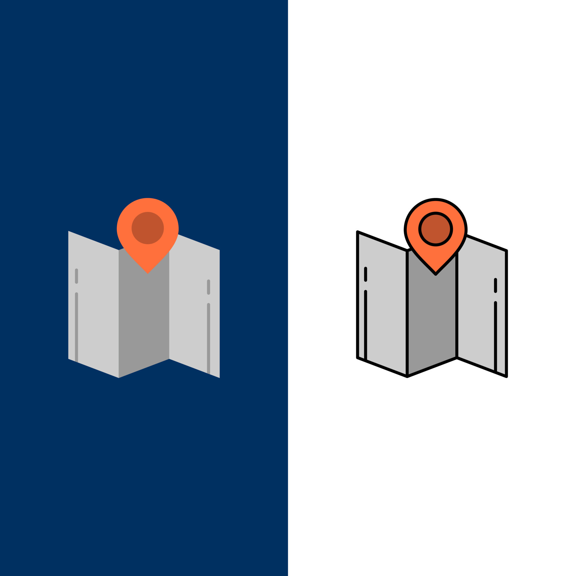 Map Direction Location Navigation Pointer Icons Flat And Line Filled