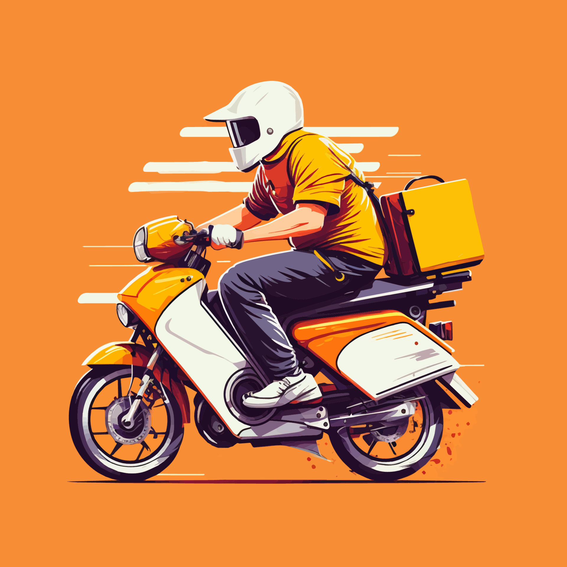 food Delivery man riding scooter motorcycle illustration flat style ... food Delivery man riding scooter motorcycle illustration flat style ...
