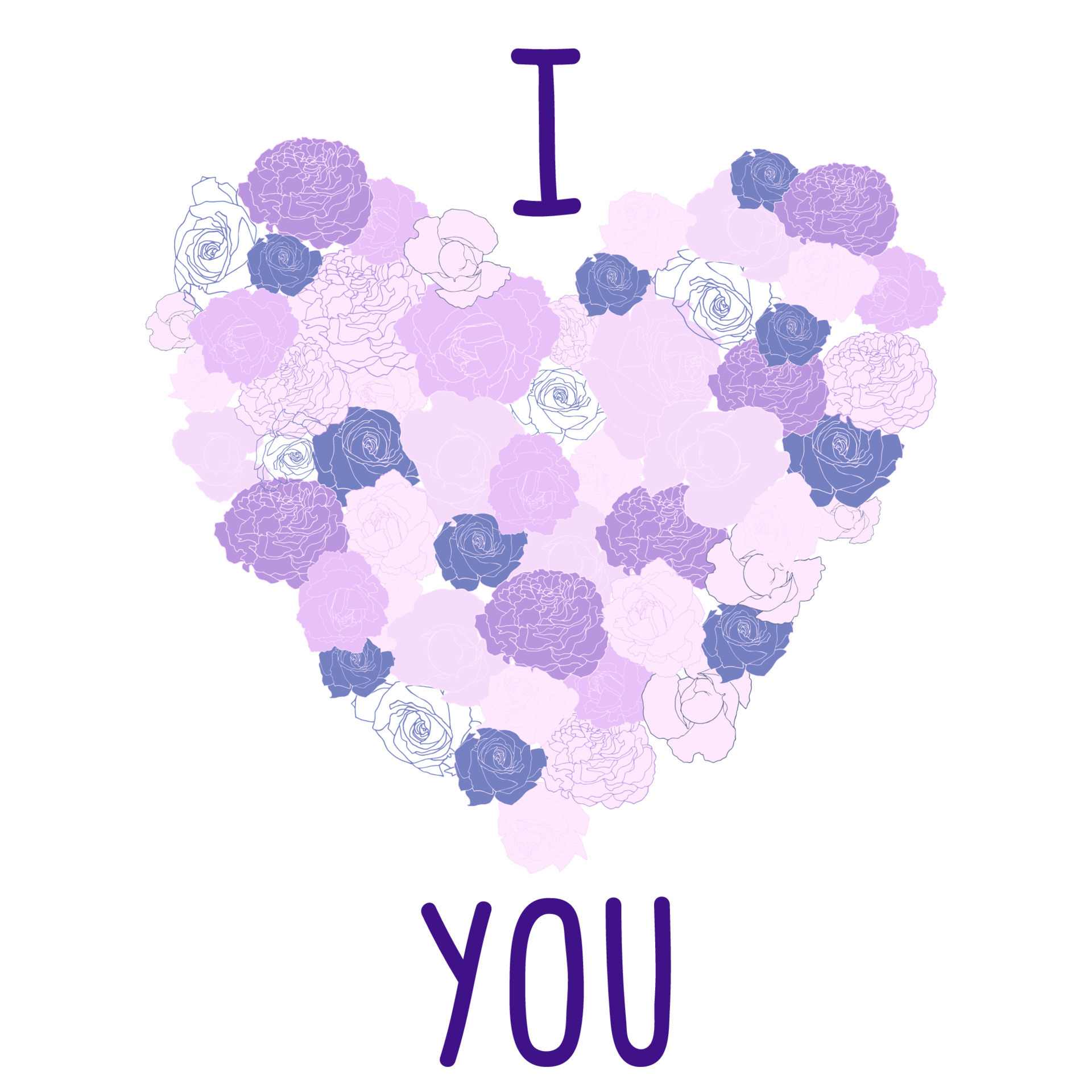 I Love You Purple Flowers