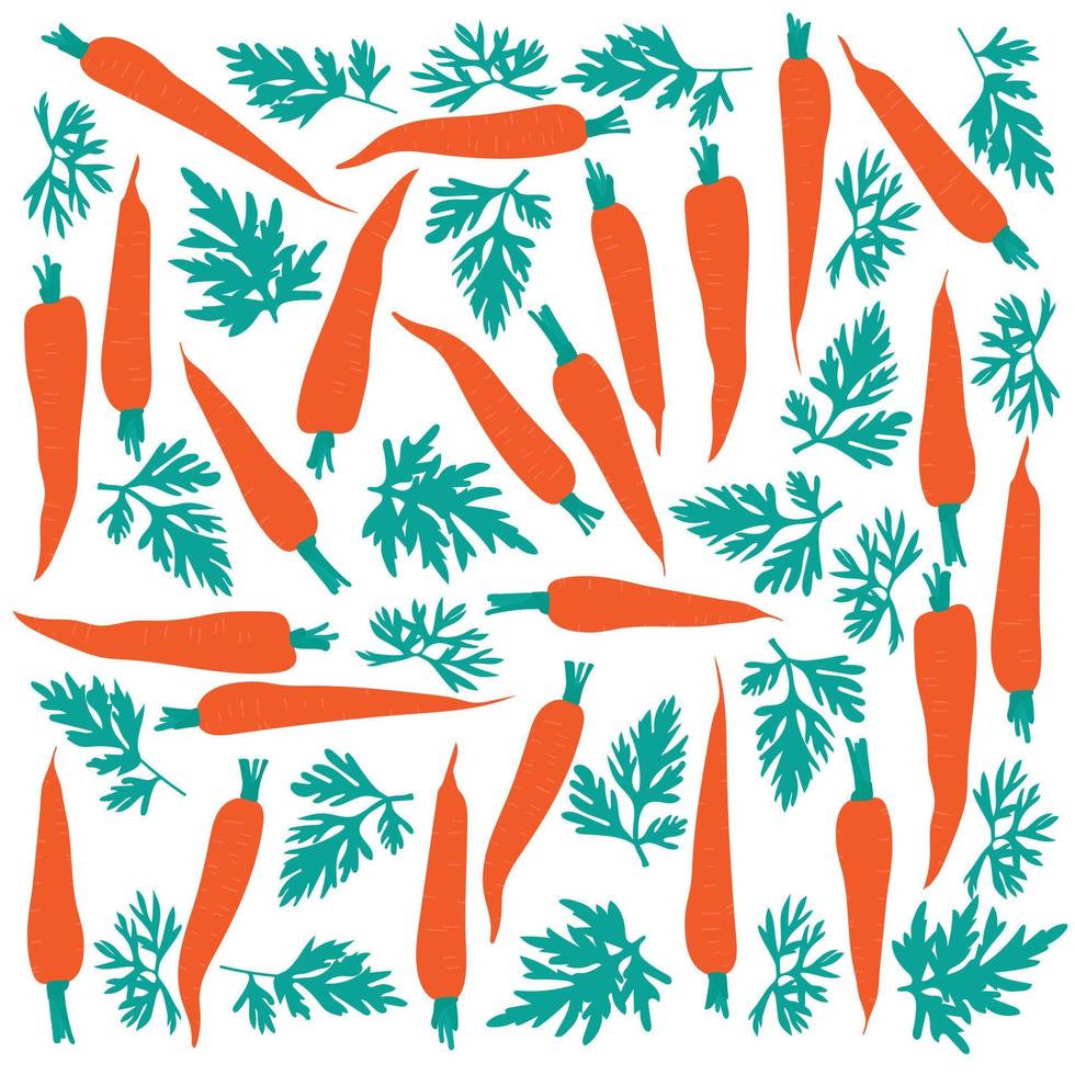 Orange Carrot Print Pattern Background With Carrot Leaves Design For