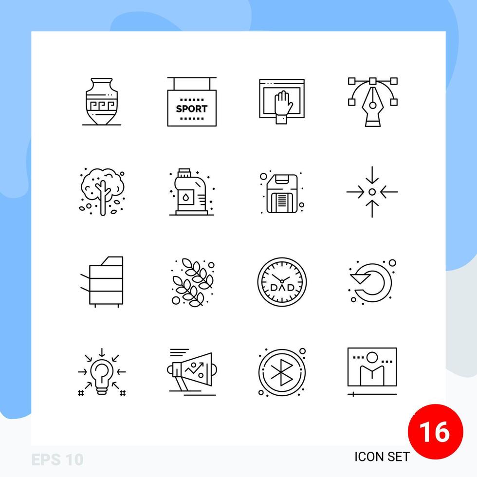 User Interface Pack Of 16 Basic Outlines Of Apple Tree Tool Access Graphic Open Editable Vector