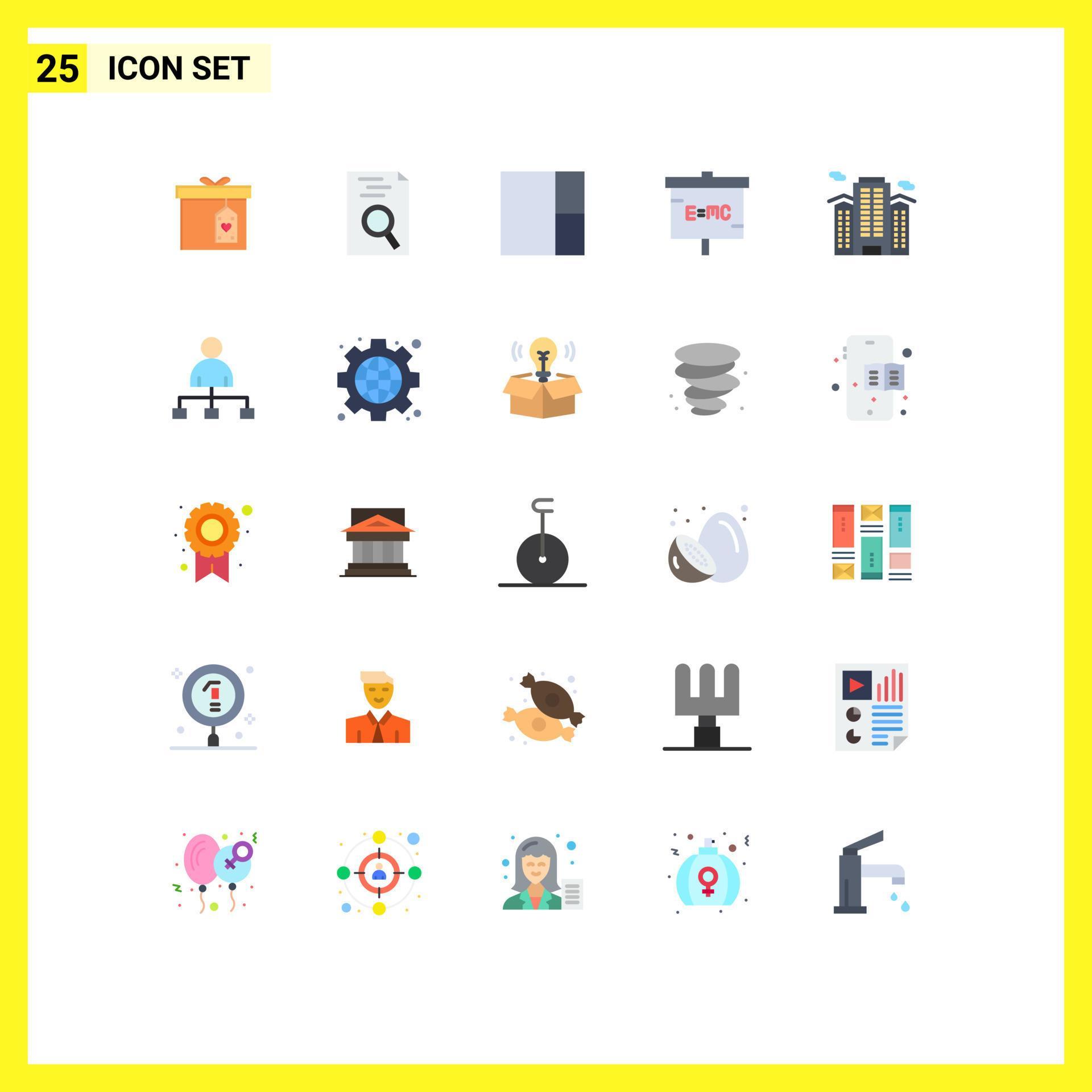 Pictogram Set Of 25 Simple Flat Colors Of Work Office Layout Building Laboratory Editable Vector