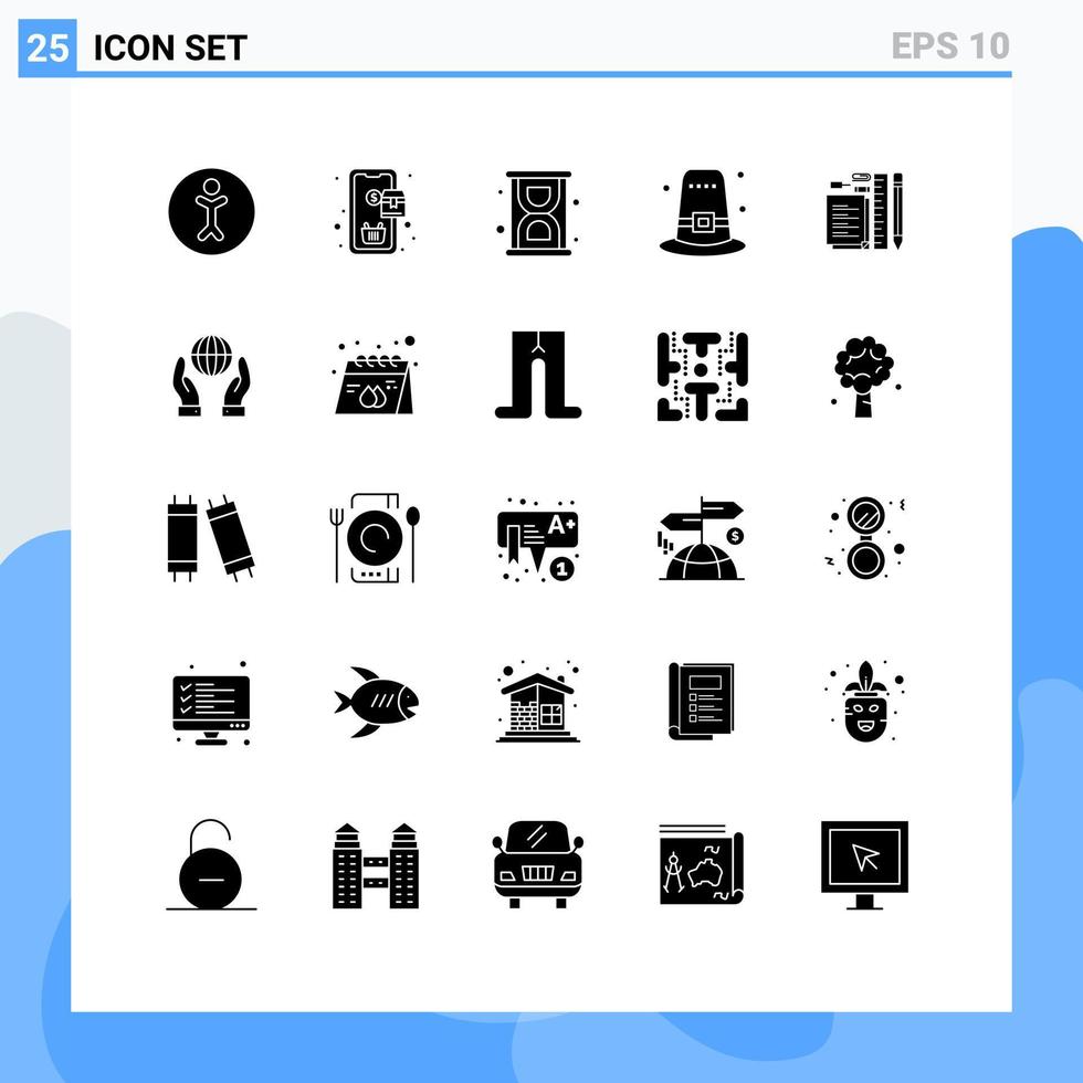 25 User Interface Solid Glyph Pack of modern Signs and Symbols of ...