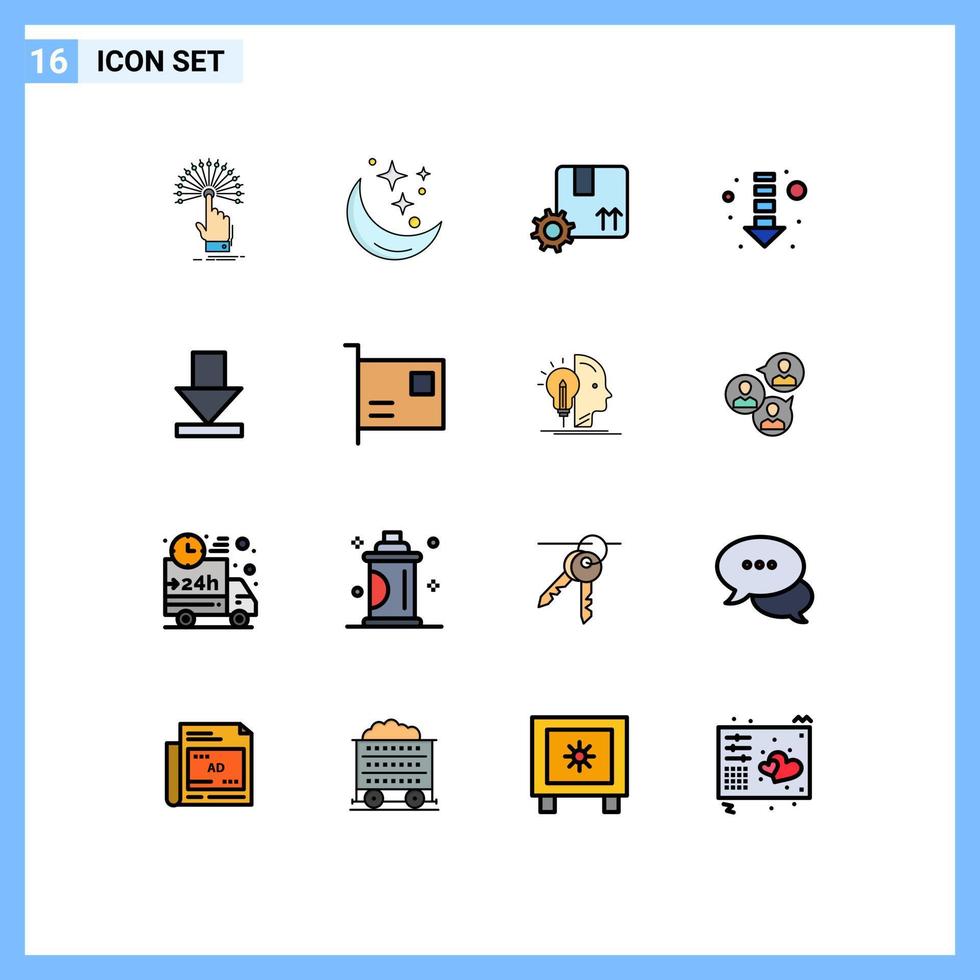 Mobile Interface Flat Color Filled Line Set Of 16 Pictograms Of Arrow Direction Weather Arrow