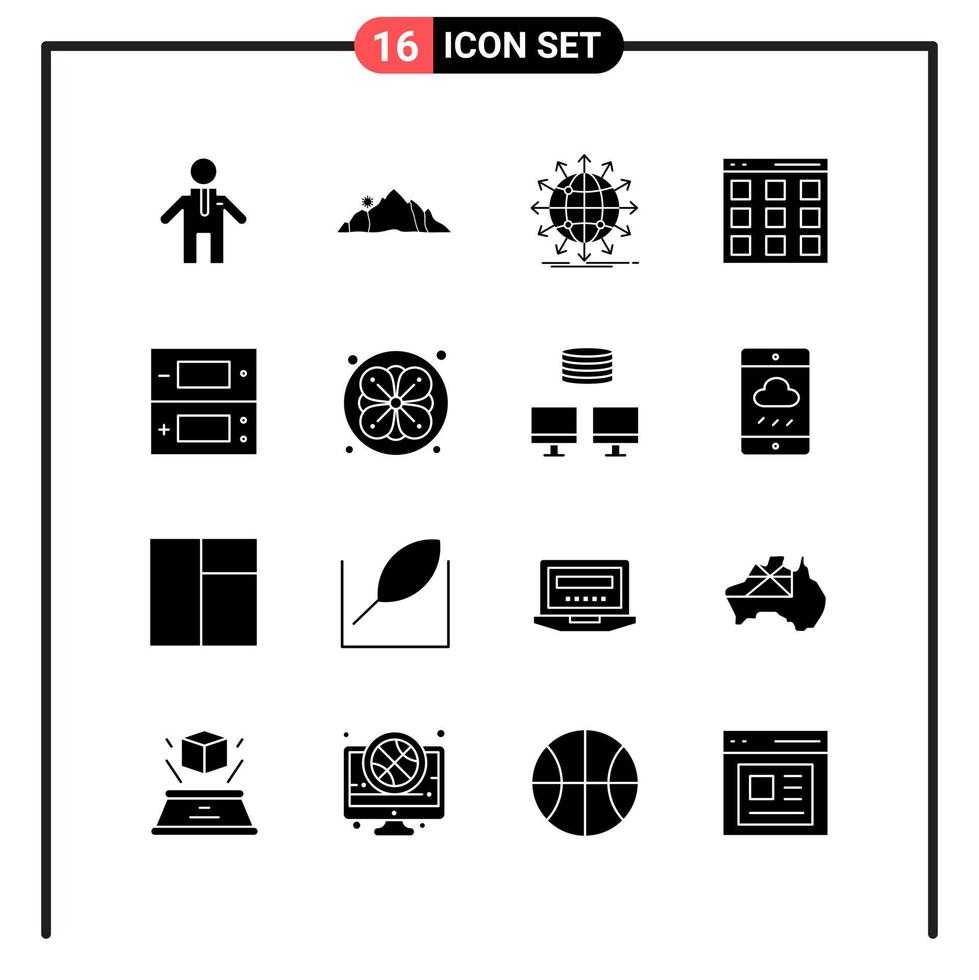 Set of 16 Solid Style Icons for web and mobile. Glyph Symbols for print ...