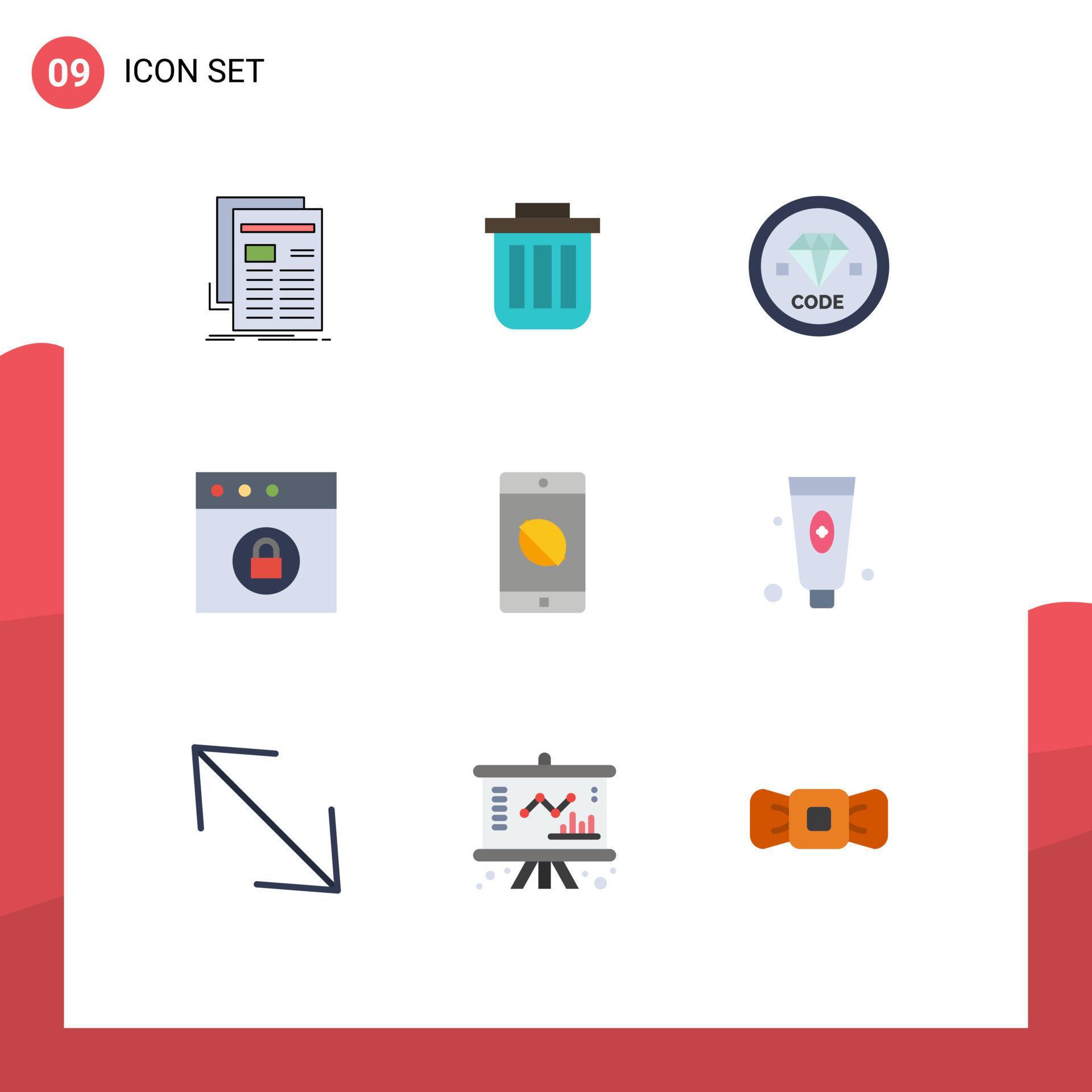 Pack Of 9 Modern Flat Colors Signs And Symbols For Web Print Media Such As App Development Can