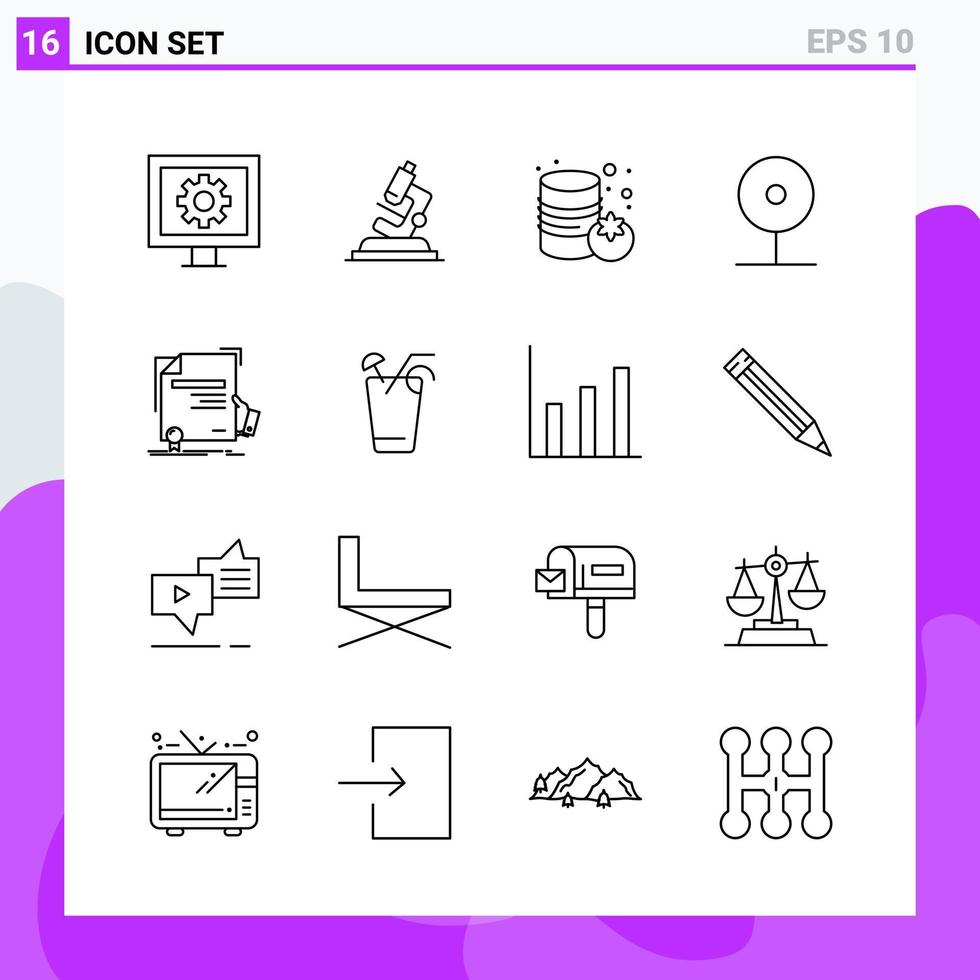 Set of 16 icons in Line style. Creative Outline Symbols for Website ...