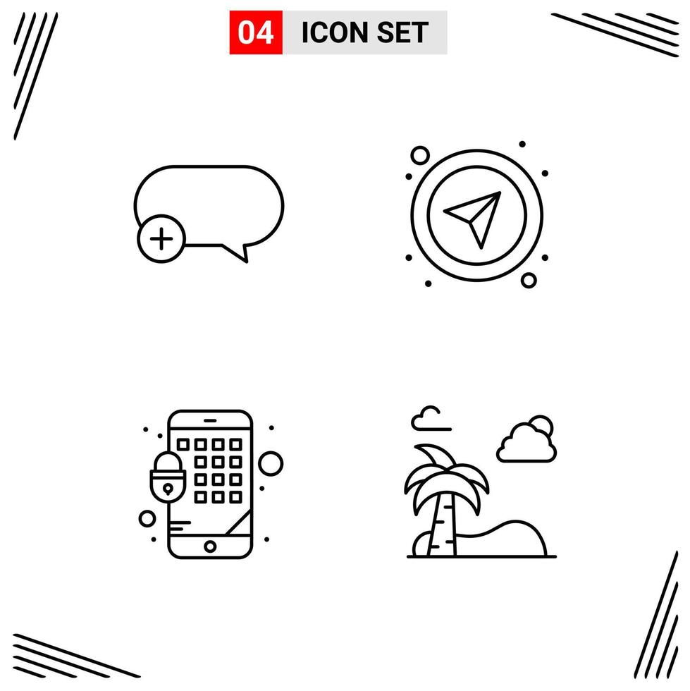 4 Icons Line Style. Grid Based Creative Outline Symbols for Website Design. Simple Line Icon ...