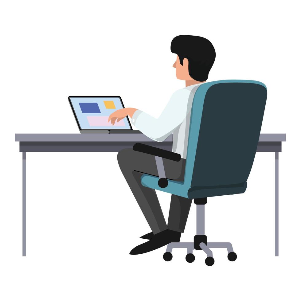Man with computer icon cartoon vector. Online work 15120647 Vector Art ...