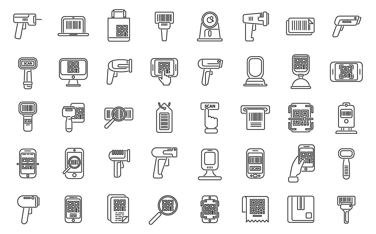 Code Scanning Icons Set Outline Vector Qr Barcode 15120785 Vector Art