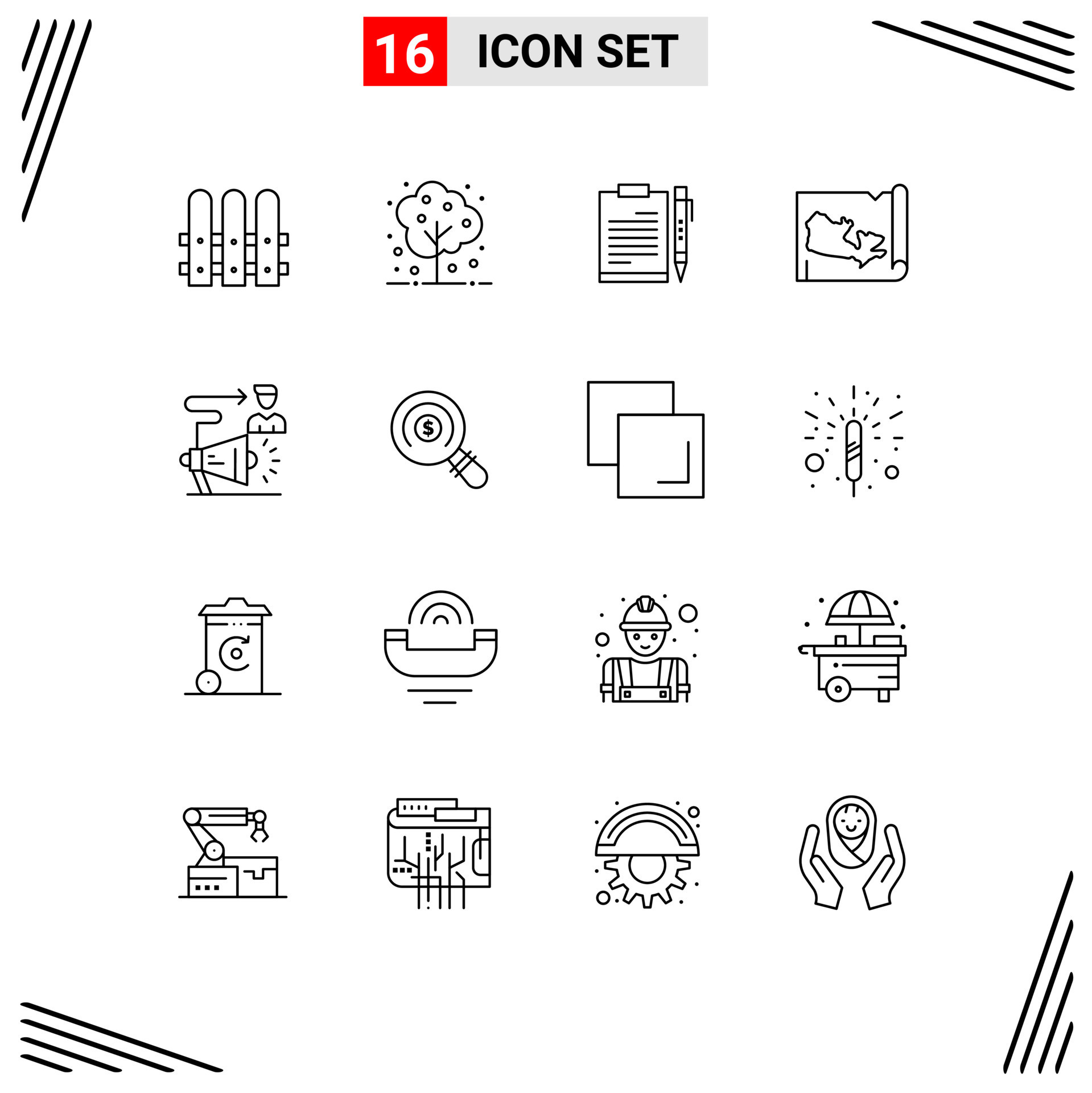 Set Of 16 Modern Ui Icons Symbols Signs For Campaign World Business Map