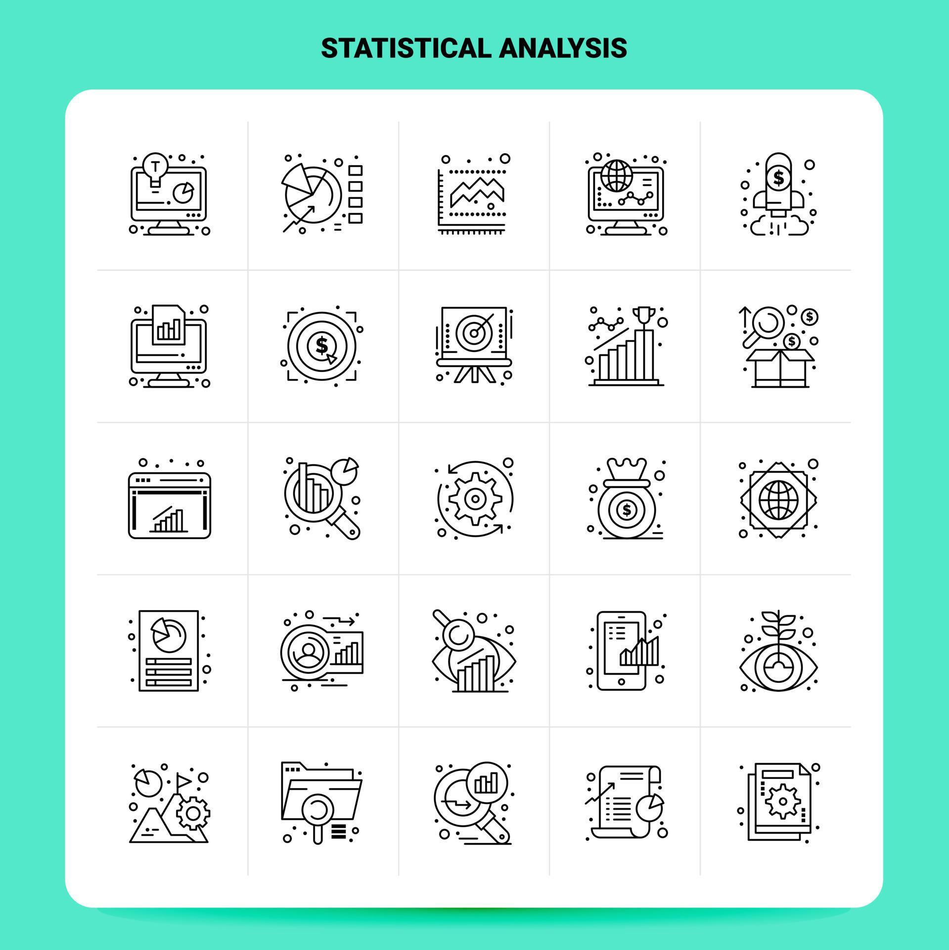 OutLine 25 Statistical Analysis Icon set Vector Line Style Design Black ...