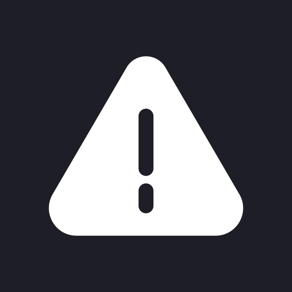Caution Sign Dark Mode Glyph Ui Icon Important Notification User Interface Design White