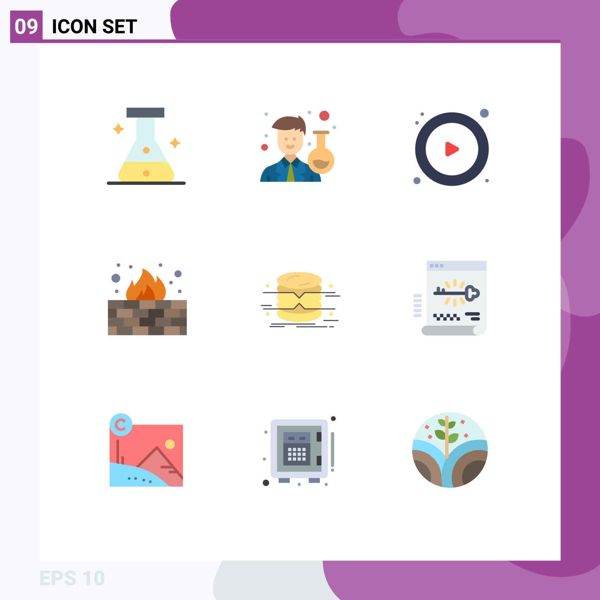 Set Of 9 Modern Ui Icons Symbols Signs For Infographics Data Play Database Internet Editable
