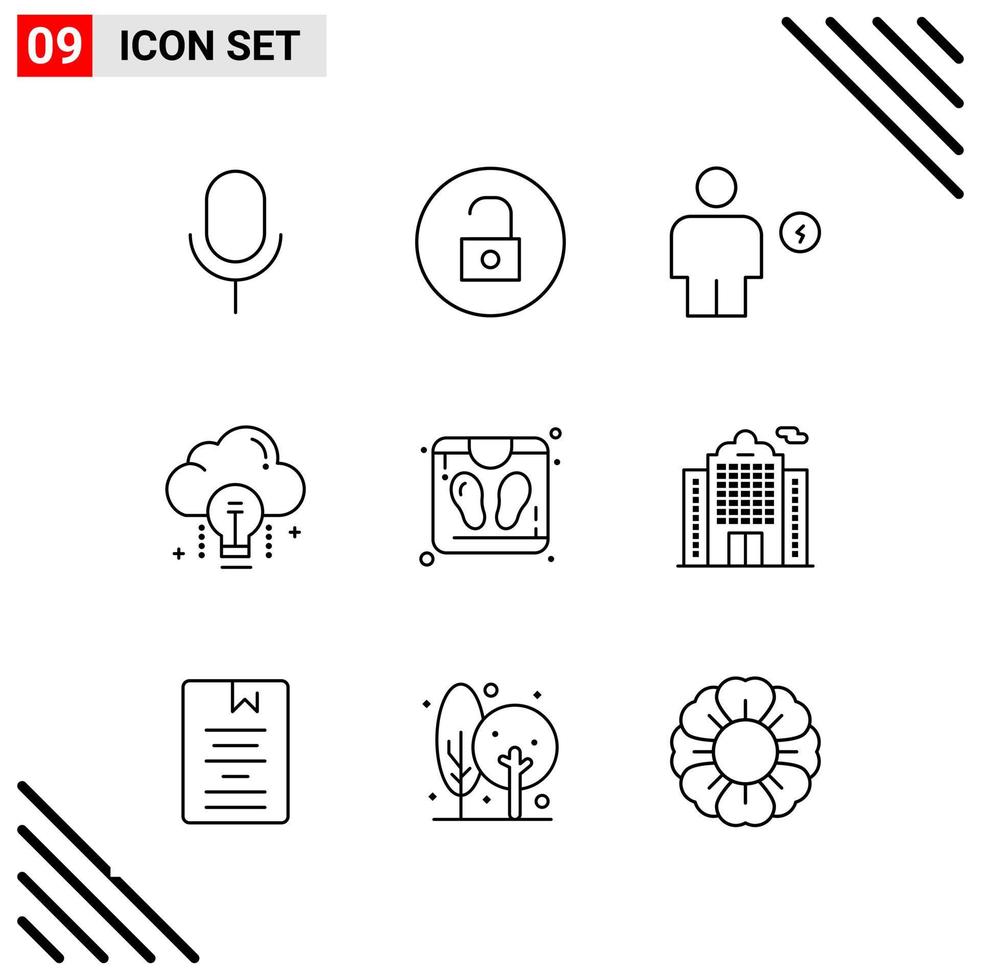 Pixle Perfect Set of 9 Line Icons. Outline Icon Set for Webite ...