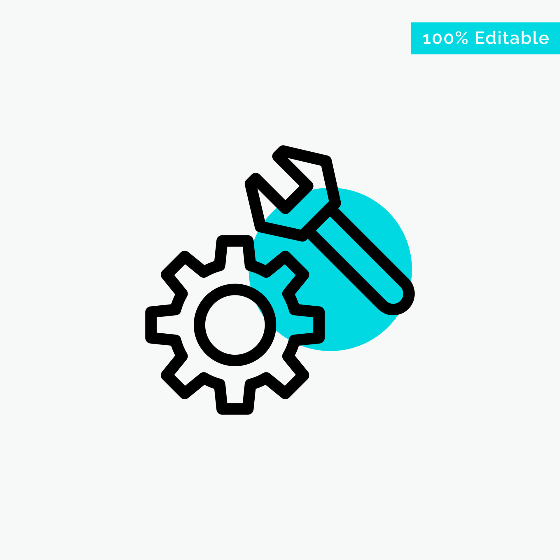 Setting Wrench Gear turquoise highlight circle point Vector icon ... Setting Wrench Gear turquoise highlight circle point Vector icon ...
