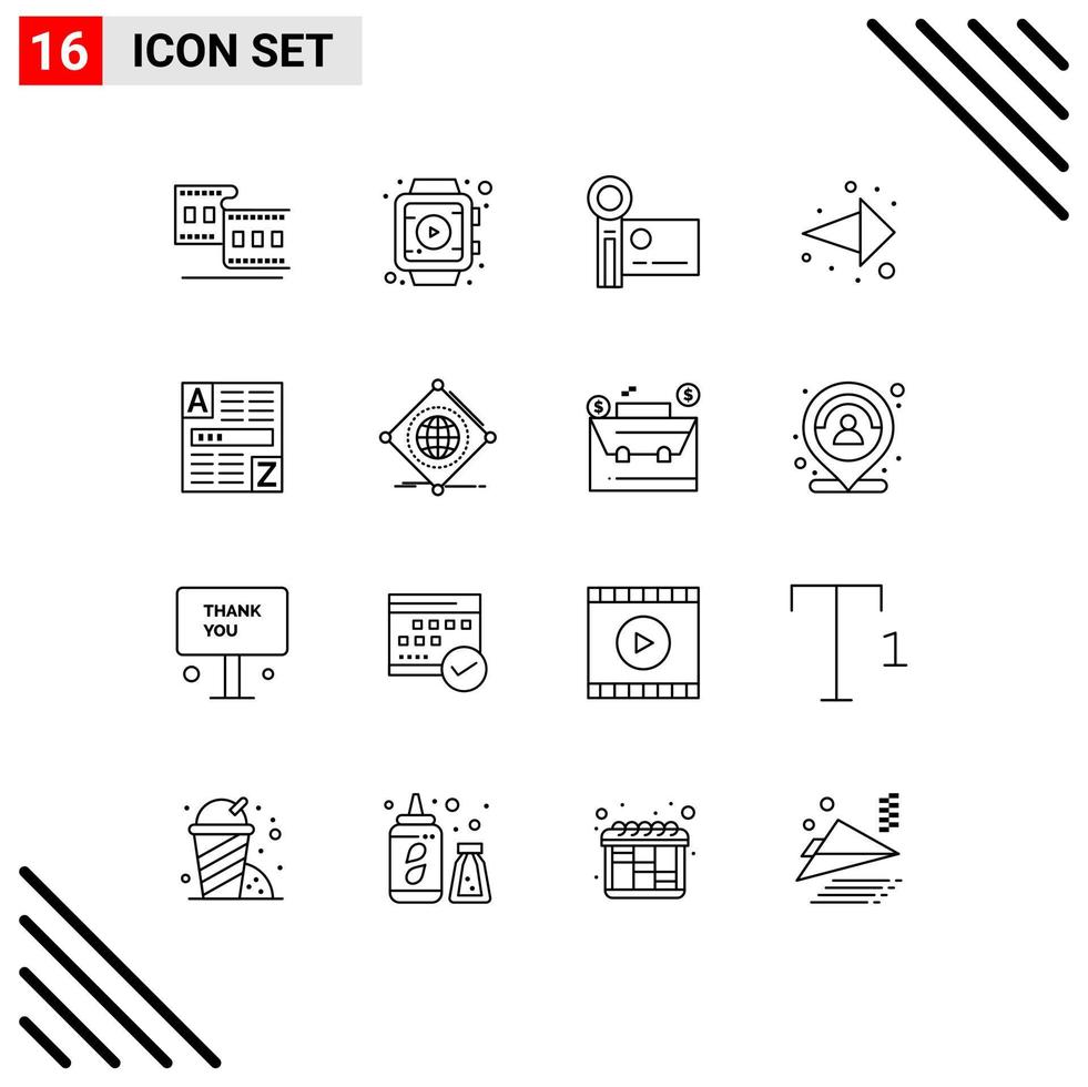 16 Universal Outlines Set For Web And Mobile Applications Code Browser Digital Camera Right