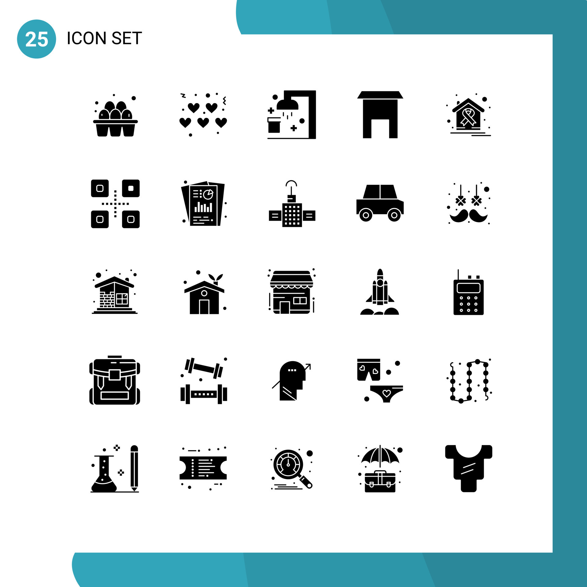 Stock Vector Icon Pack of 25 Line Signs and Symbols for day world day ...