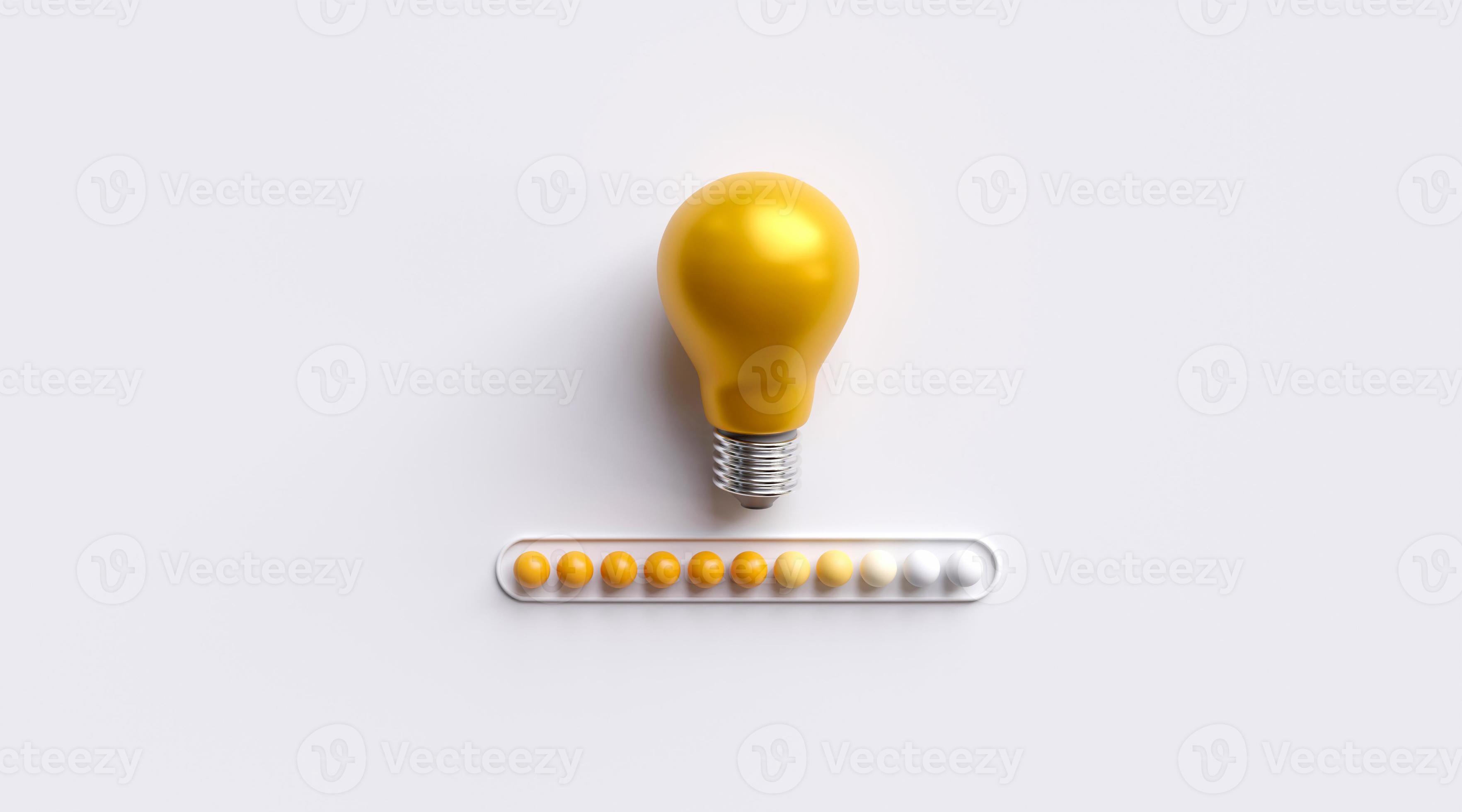 Loading ideas. Processing load bar and light bulb on white background. concepts of new big idea ...