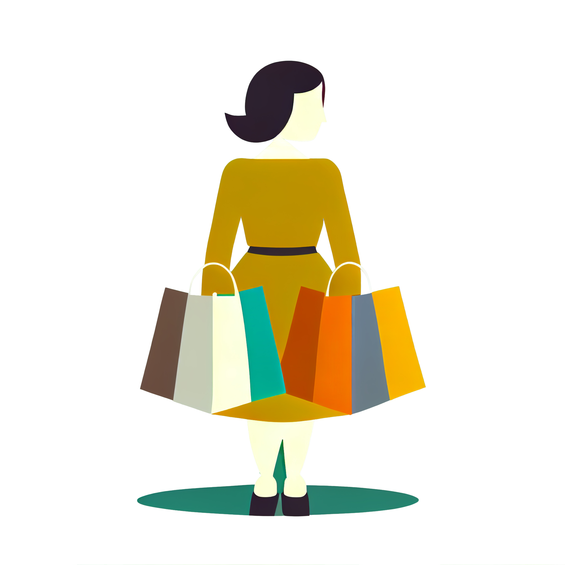 Flat woman holding shopping bags cartoon wallpaper. Modern design for ... Flat woman holding shopping bags cartoon wallpaper. Modern design for ...