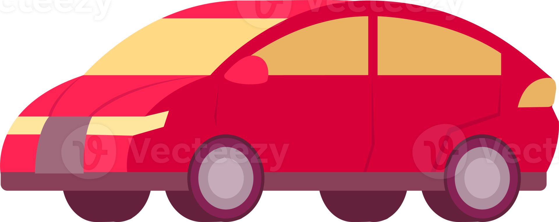 Colorful Car Illustration Flat Style Automobile Profile Projection Side View Png With