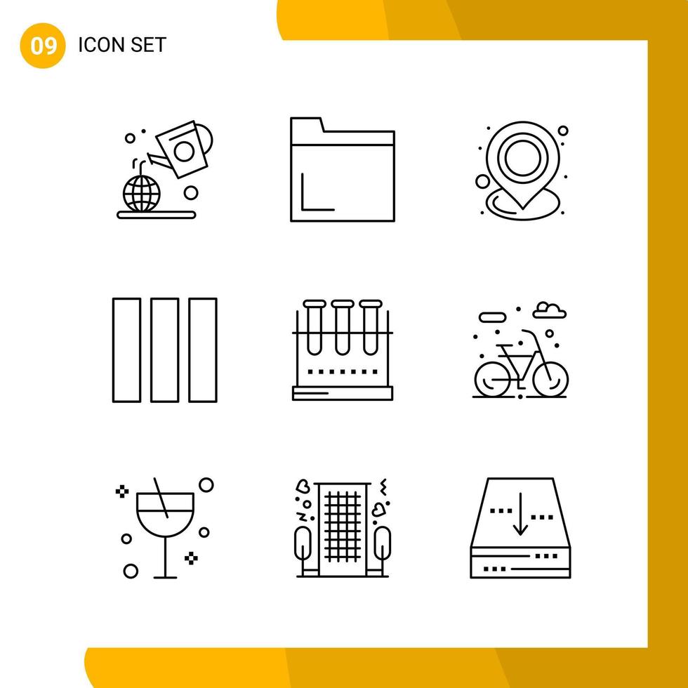 9 Icon Set. Line Style Icon Pack. Outline Symbols isolated on White ...