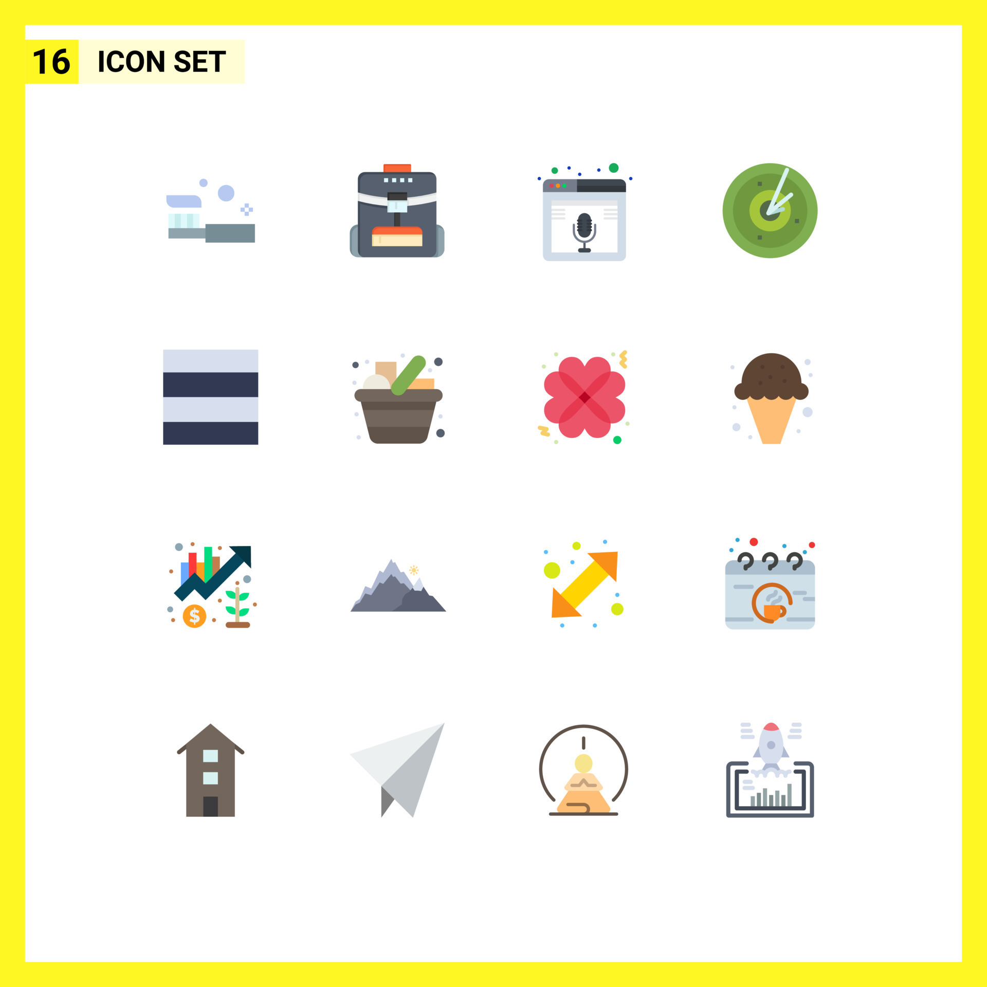 User Interface Pack Of 16 Basic Flat Colors Of Technology Radar Service Area Podcast Editable