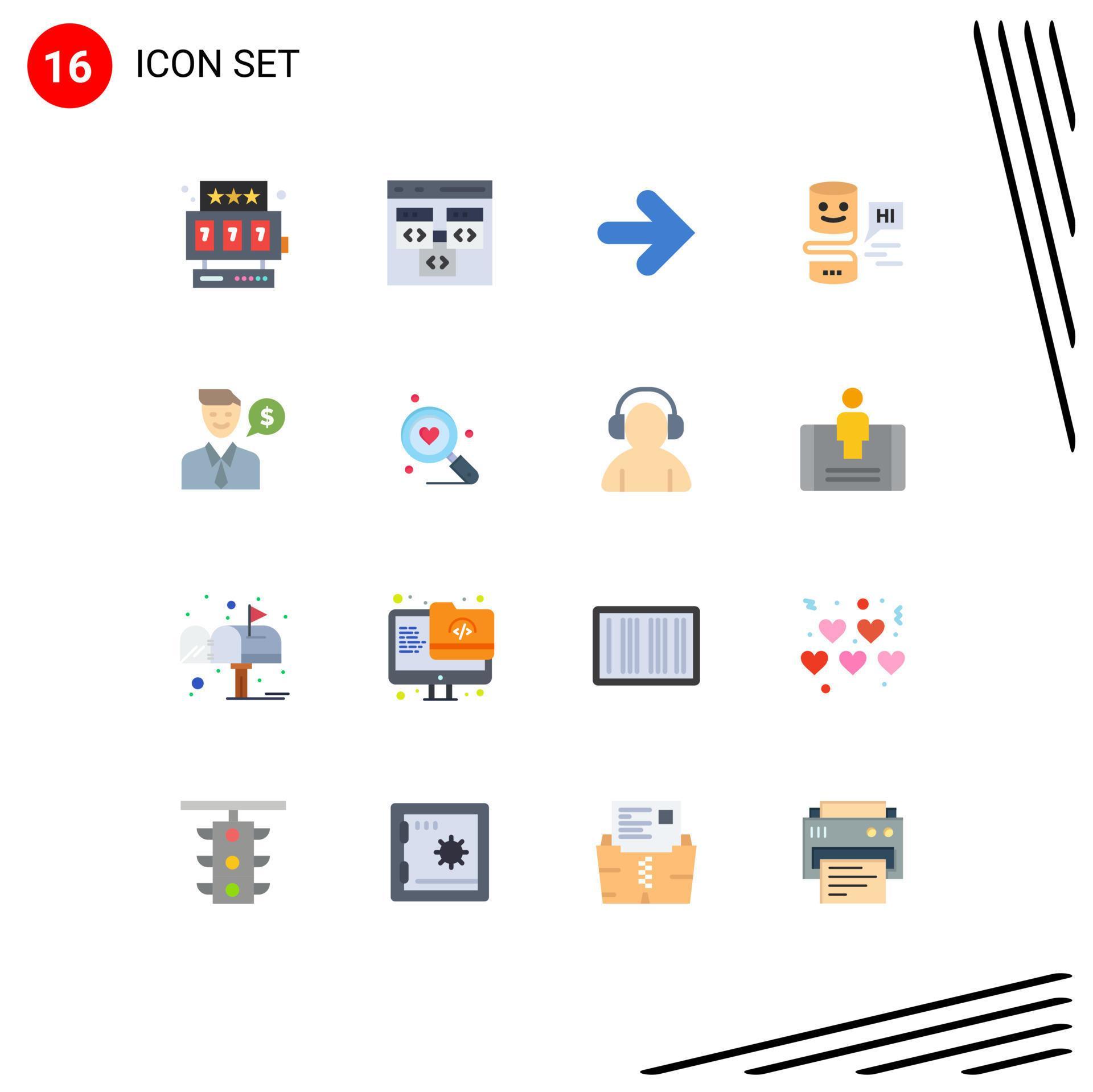 Set of 16 Modern UI Icons Symbols Signs for work big think arrow ...