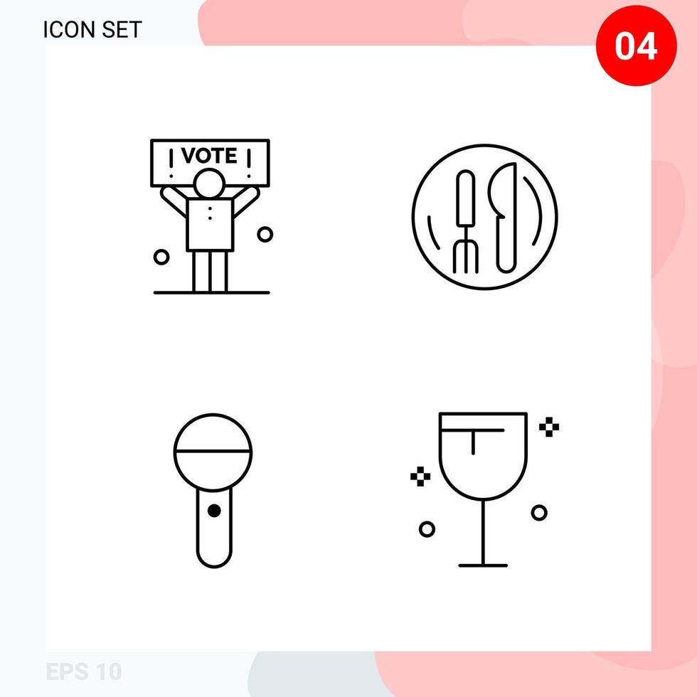 Vector Pack Of 4 Icons In Line Style Creative Outline Pack Isolated On White Background For Web