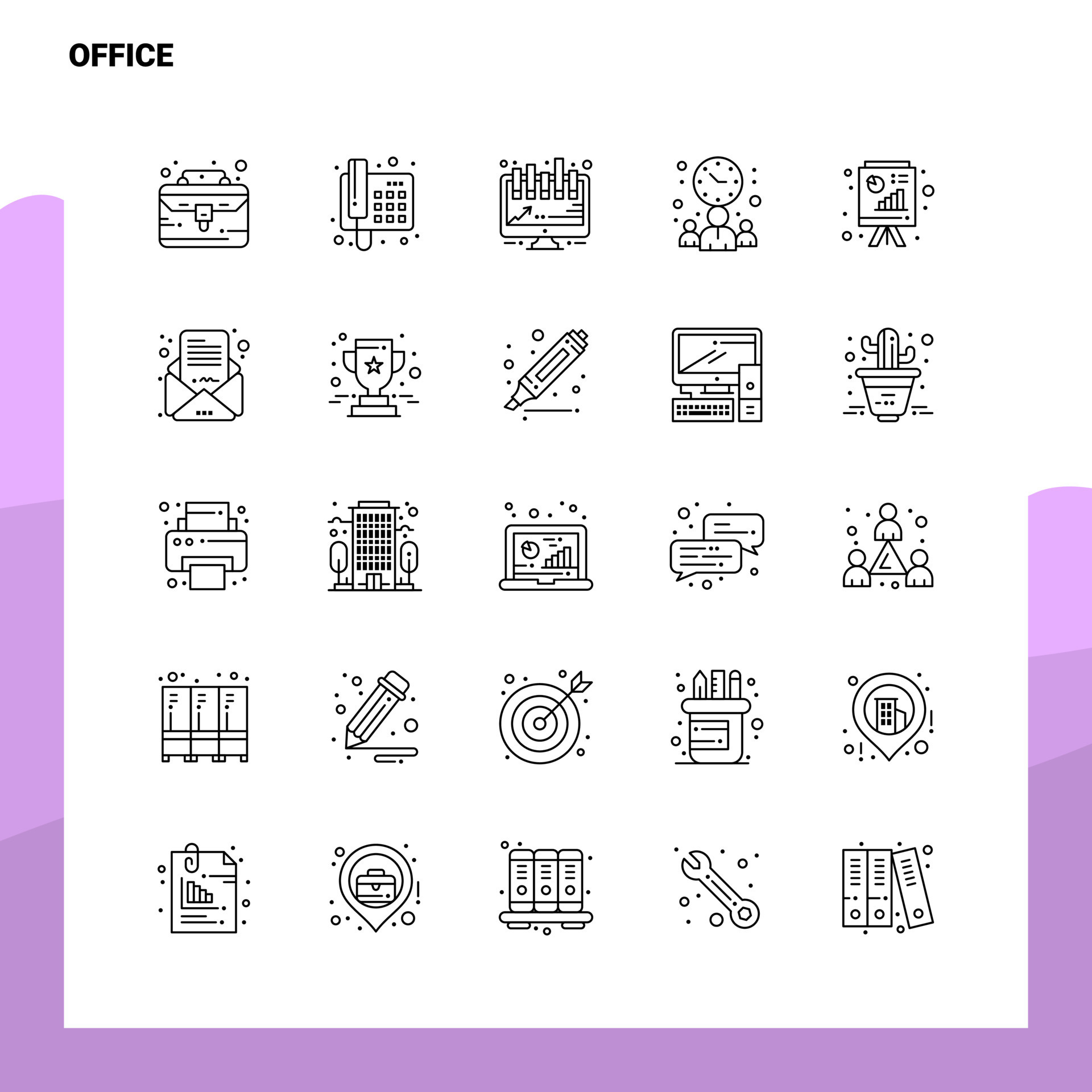 Set Of Office Line Icon Set 25 Icons Vector Minimalism Style Design Black Icons Set Linear