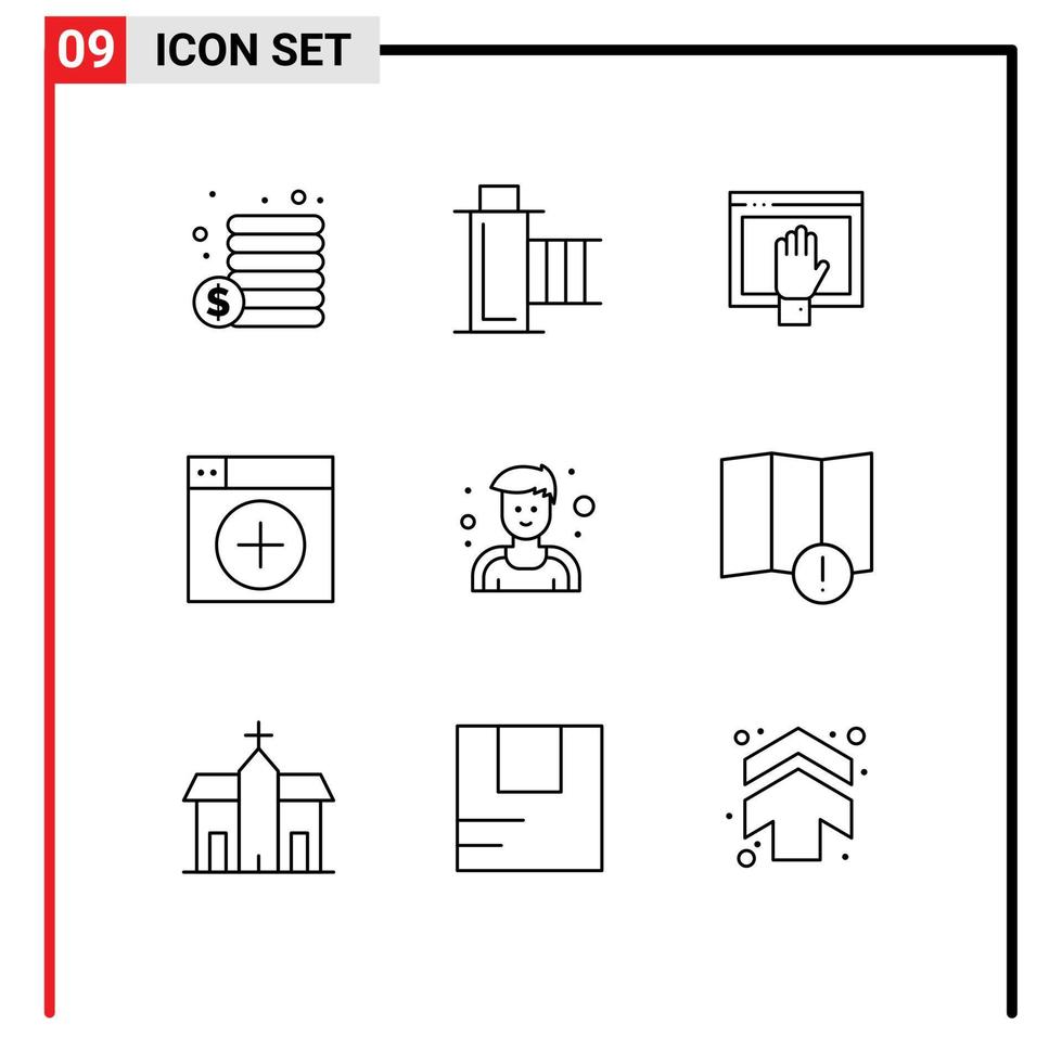 Pictogram Set Of 9 Simple Outlines Of App New Access Window Open Editable Vector Design Elements