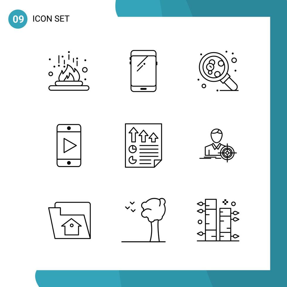 Vector Pack of 9 Outline Symbols. Line Style Icon Set on White ...