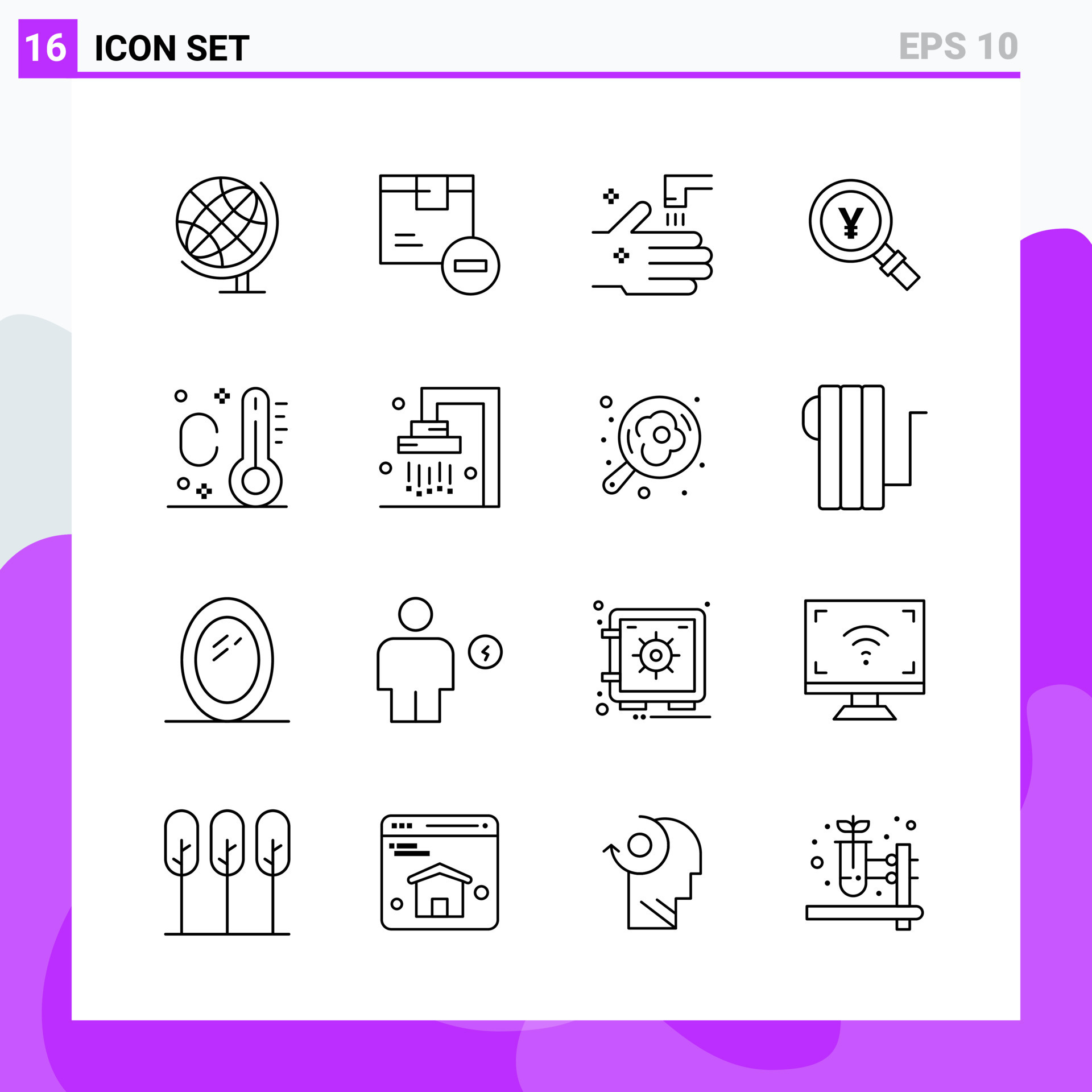 Set Of 16 Icons In Line Style Creative Outline Symbols For Website Design And Mobile Apps Simple