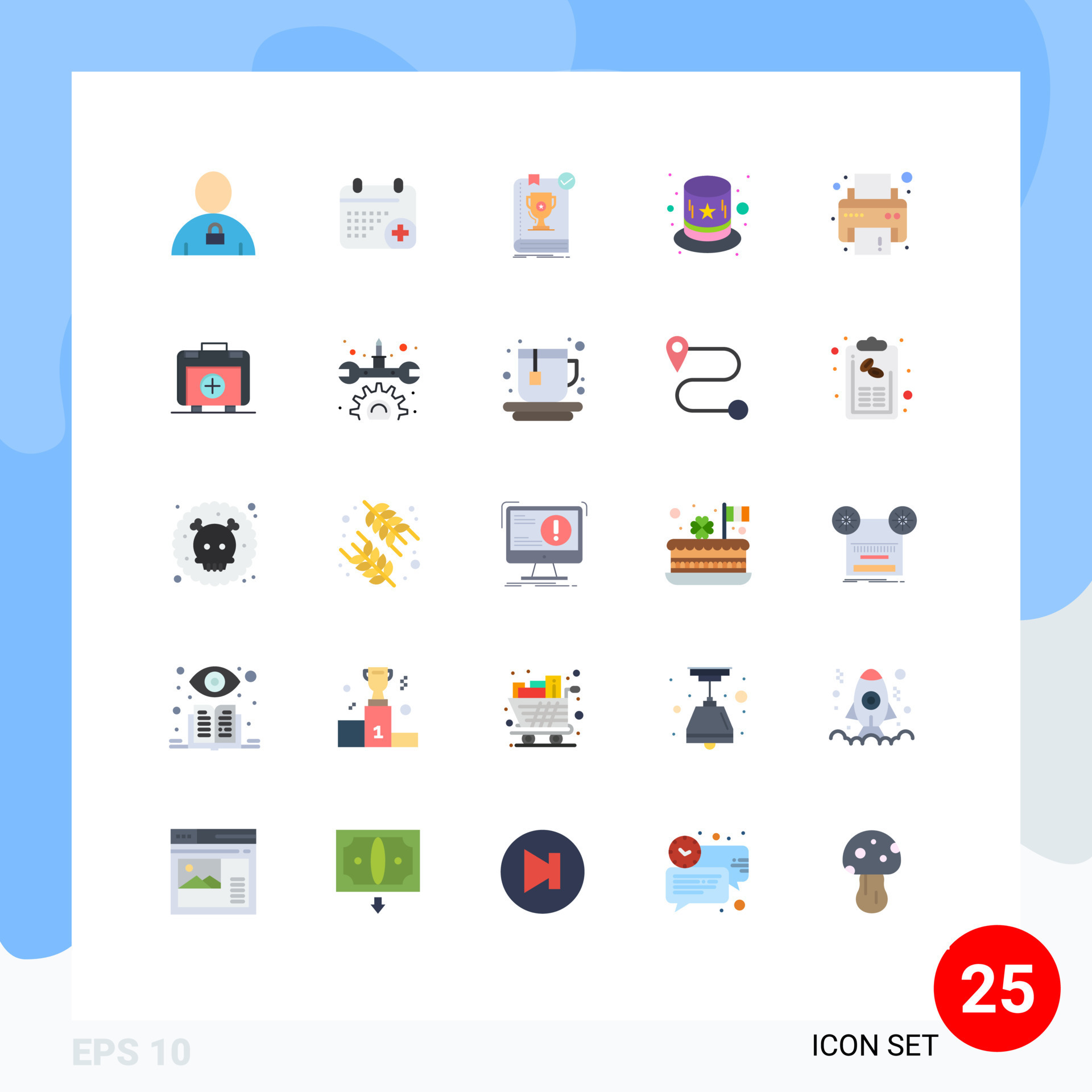 Pictogram Set Of 25 Simple Flat Colors Of Device Costume Day Carnival Rule Editable Vector