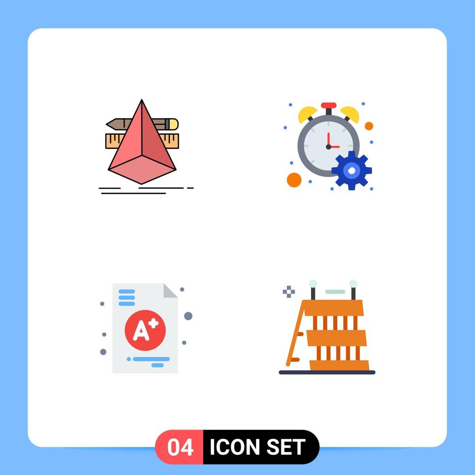 Mobile Interface Flat Icon Set of 4 Pictograms of design a tools ...
