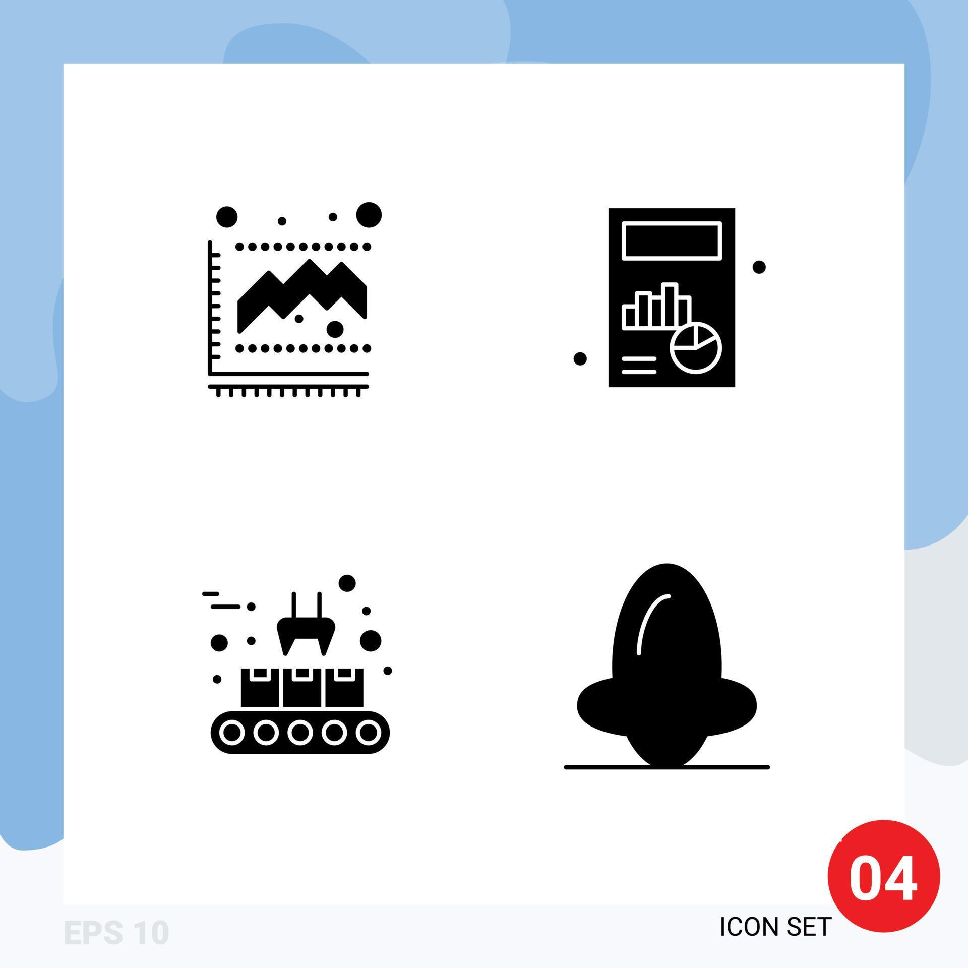 Group of 4 Solid Glyphs Signs and Symbols for diagram conveyor belt ...