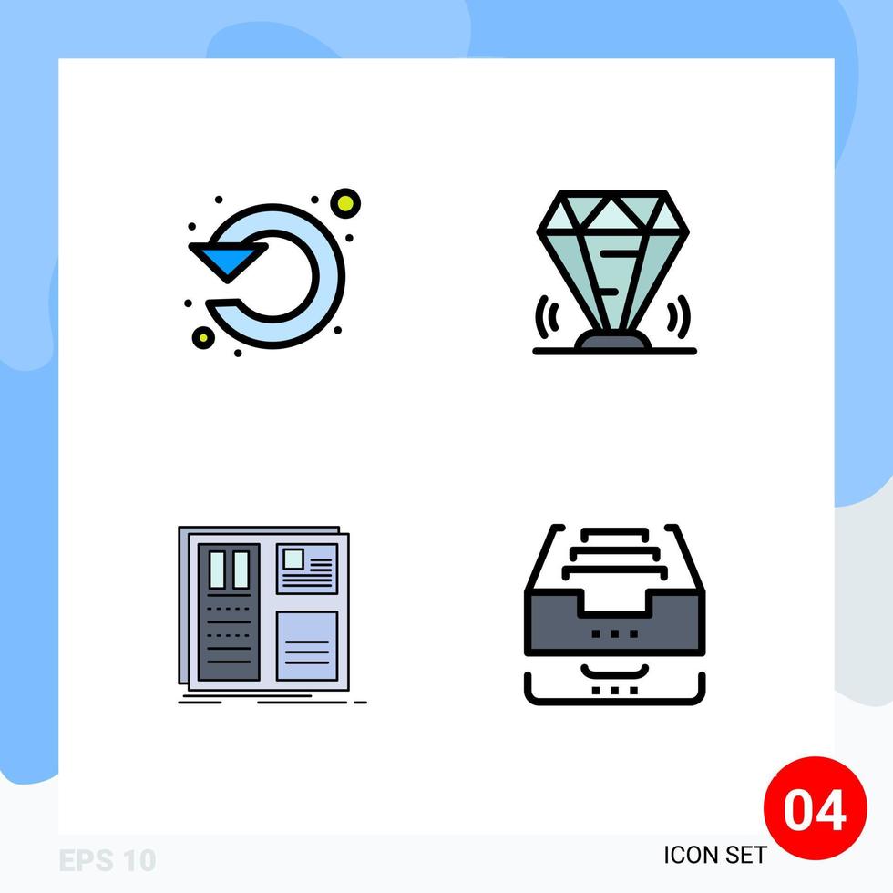 Set Of 4 Modern Ui Icons Symbols Signs For Circle Jewel Rotate Value Grid Editable Vector Design