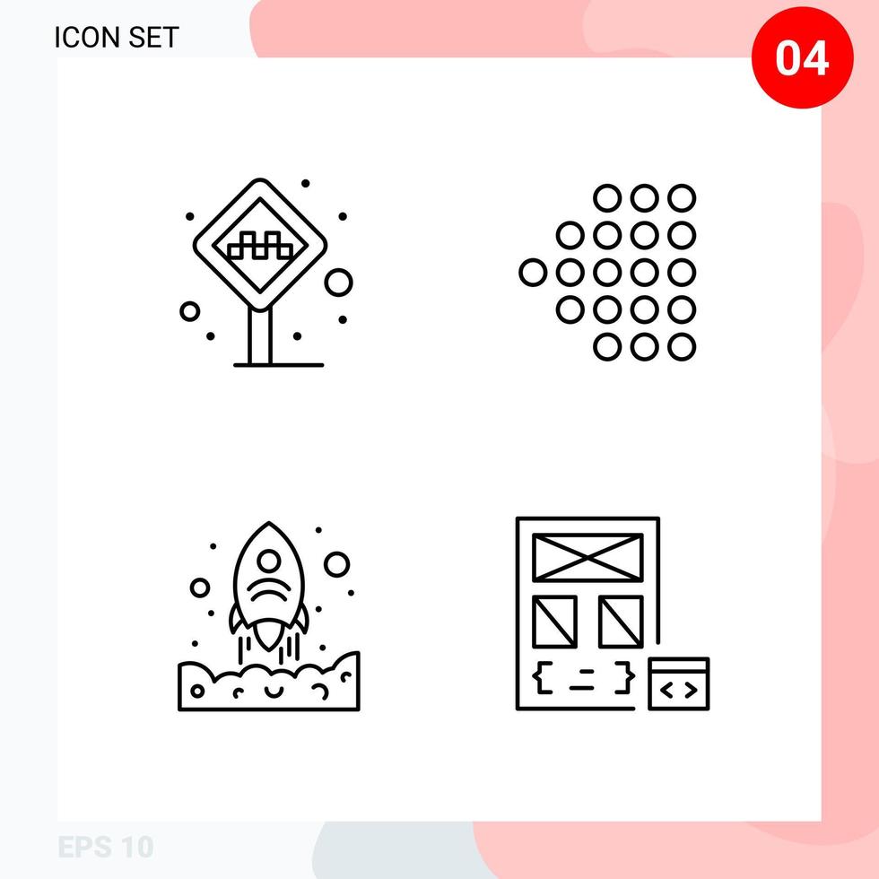 Vector Pack of 4 Icons in Line Style Creative Outline Pack isolated on ...